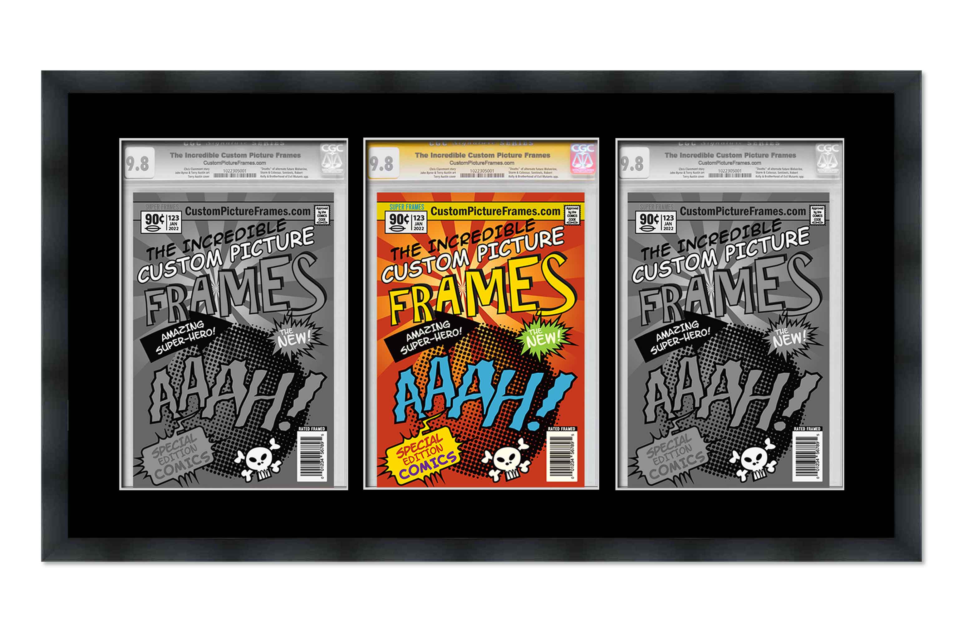 Black Graded Comic Book Frame for 3 Comic Books | Frames for Comic Books