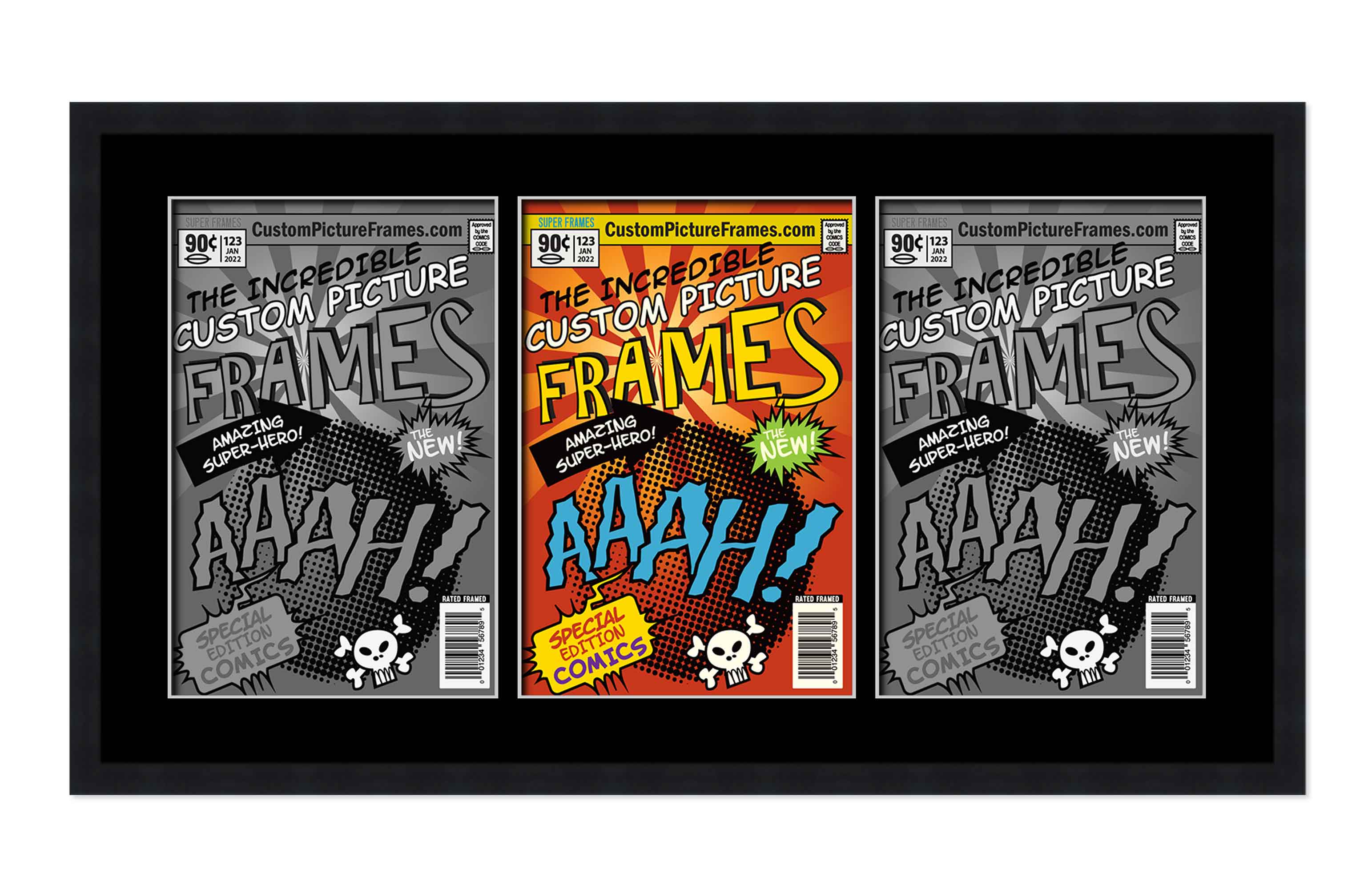 Black Comic Book Frame for 3 Comic Books | Frames for Comic Books