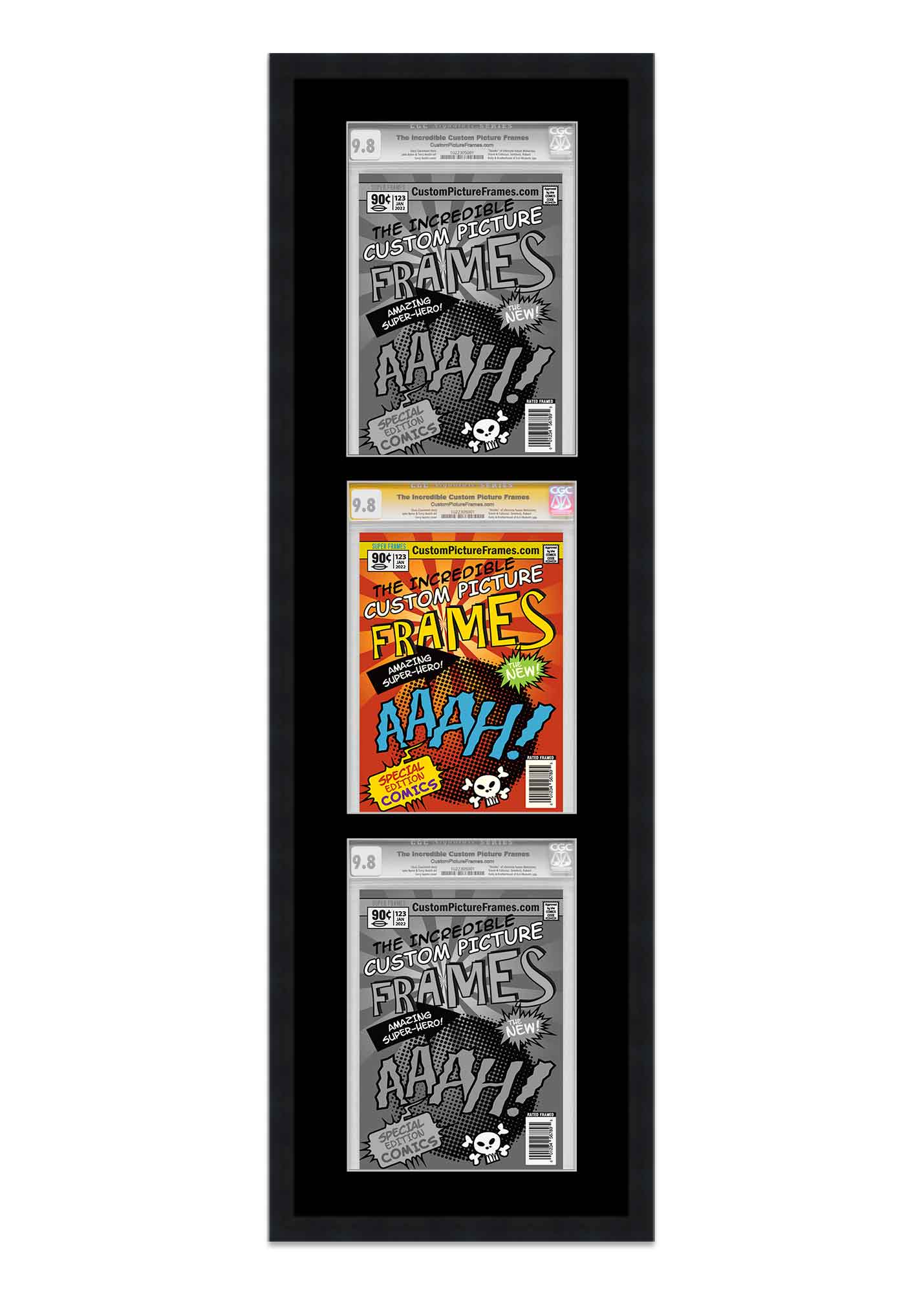 Black Graded Comic Book Frame for 3 Comic Books | Frames for CGC, CBCS ...