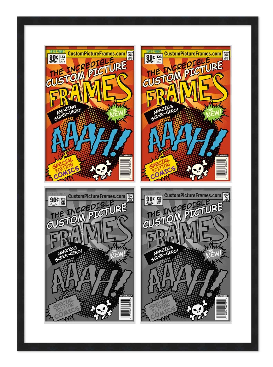 Black 2x2 Comic Book Frame for 4 Comic Books | Frames for Comic Books