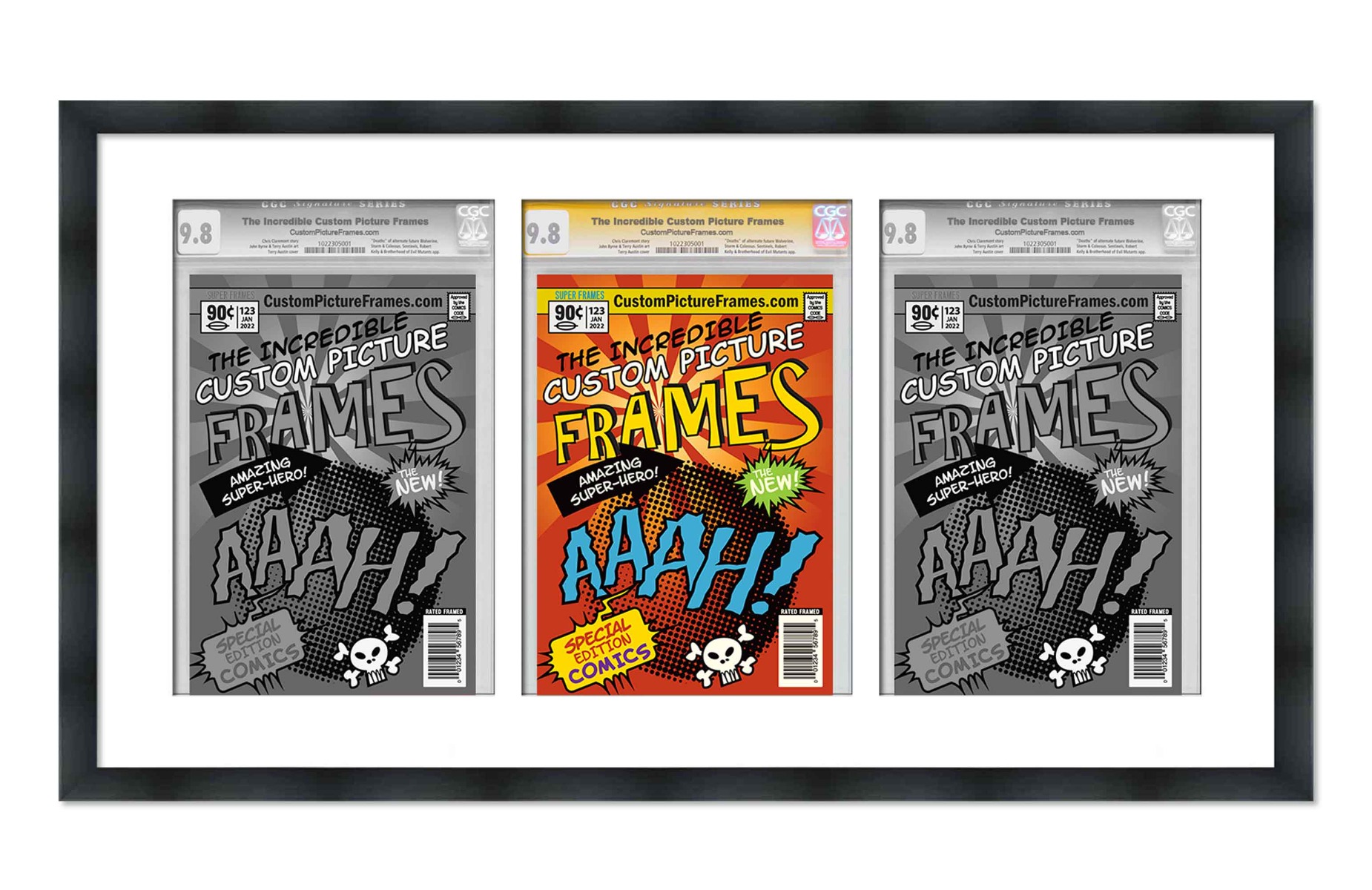 Black Graded Comic Book Frame for 3 Comic Books | Frames for CGC, CBCS ...