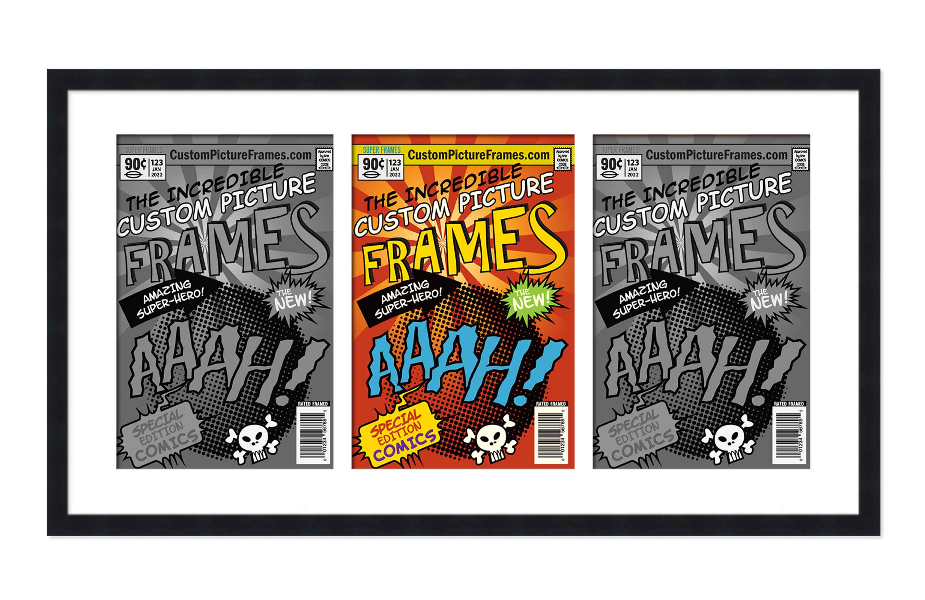 Black Comic Book Frame for 3 Comic Books | Frames for Comic Books