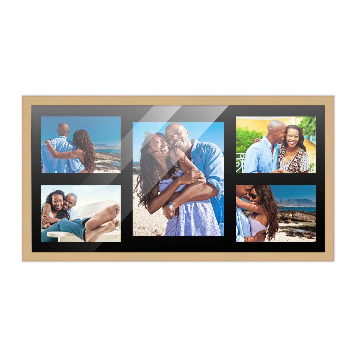 12x24.5 Wood Collage Frame - With Mat to Display 5 Pictures ...