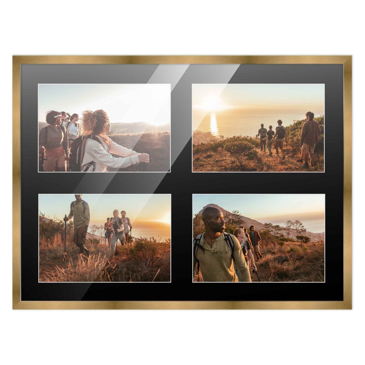 12x16 Wood Collage Frame - With Mat to Display 4 5x7 Pictures ...