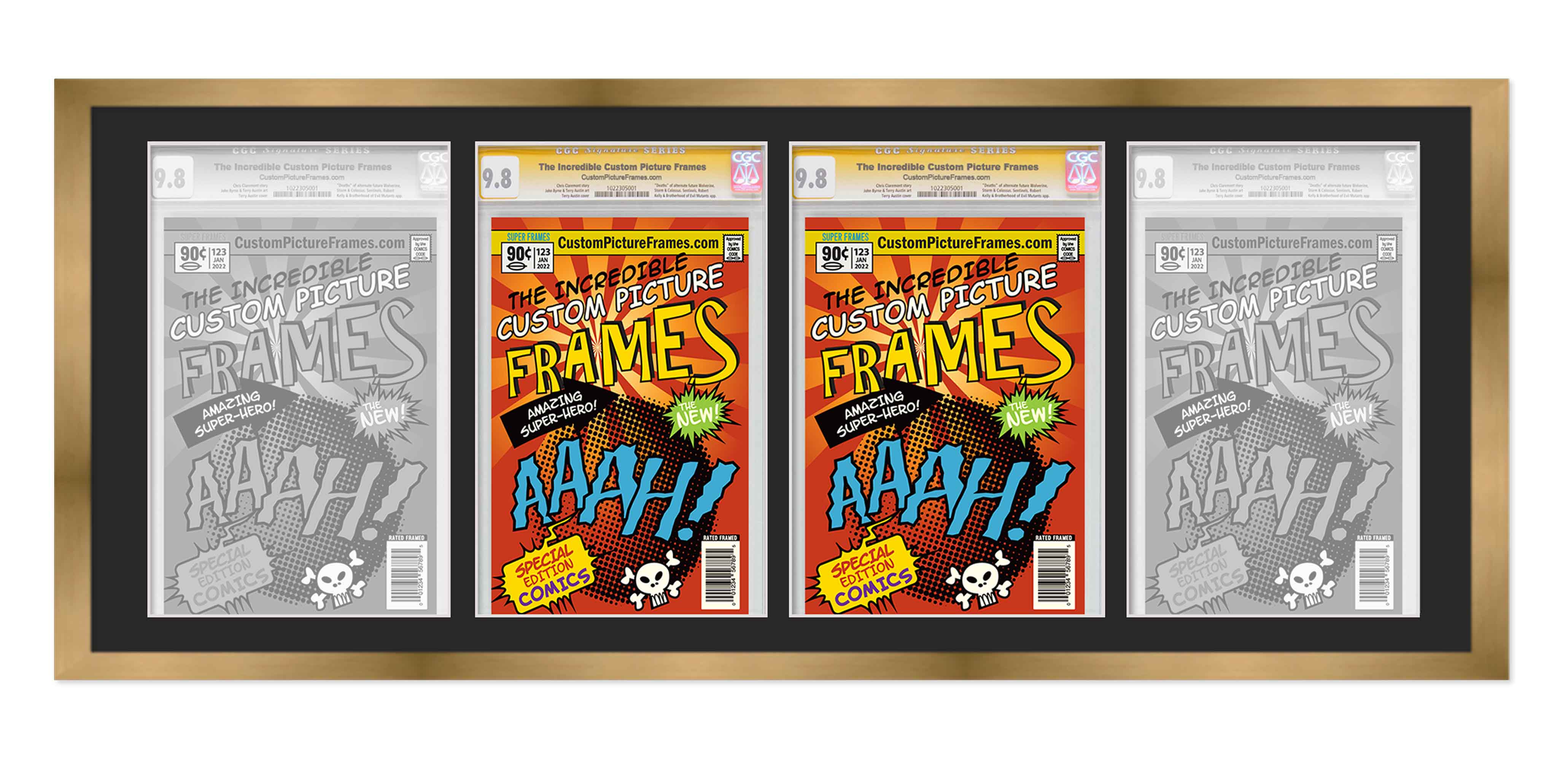 Gold Graded Comic Book Frame for 4 Comic Books | Frames for CGC, CBCS ...