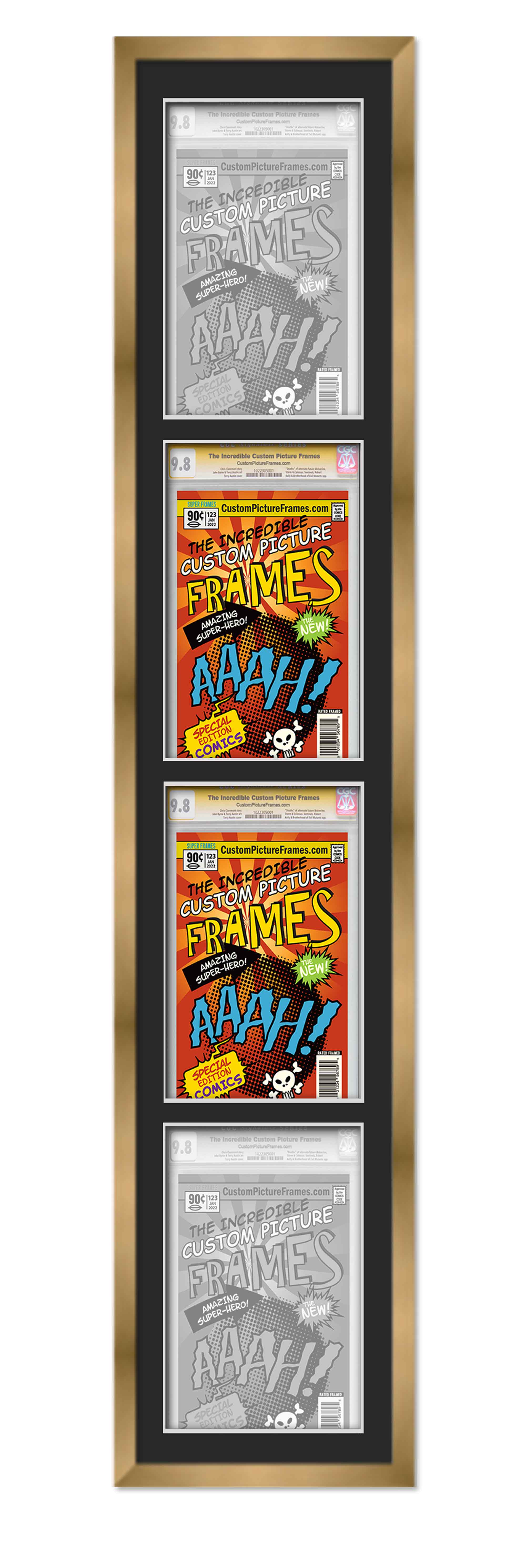 Gold Graded Comic Book Frame for 4 Comic Books | Frames for CGC, CBCS ...