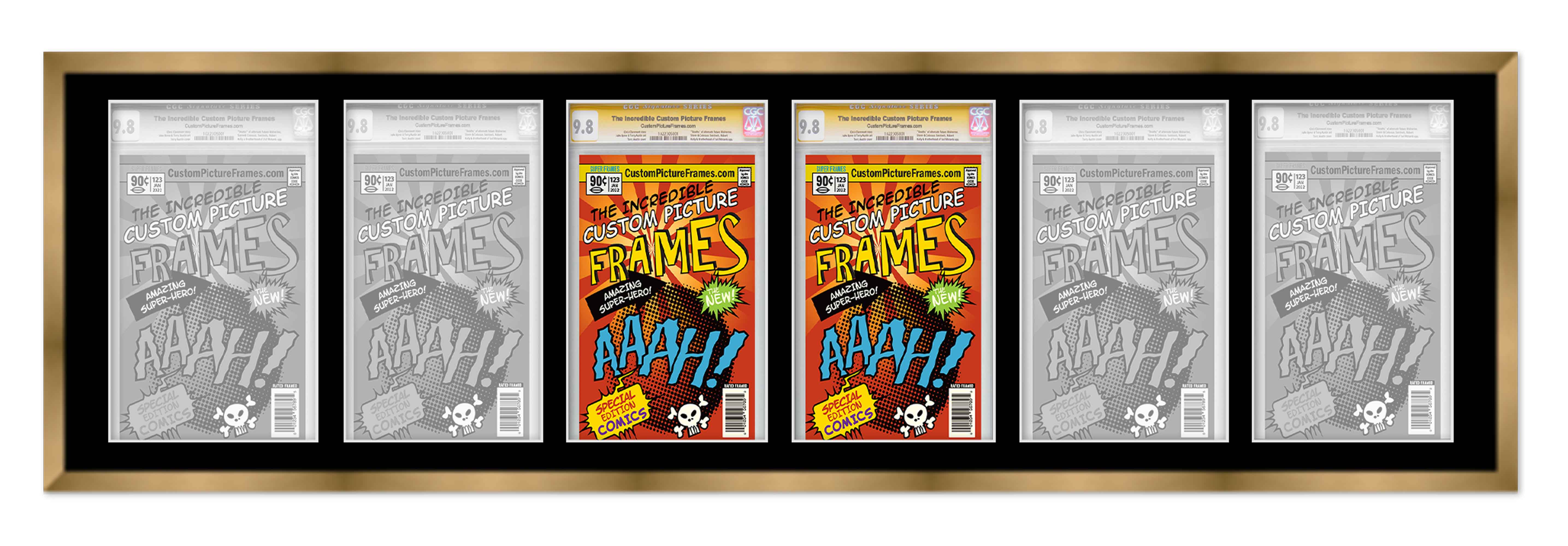 Gold Graded Comic Book Frame for 6 Comic Books | Frames for CGC, CBCS ...