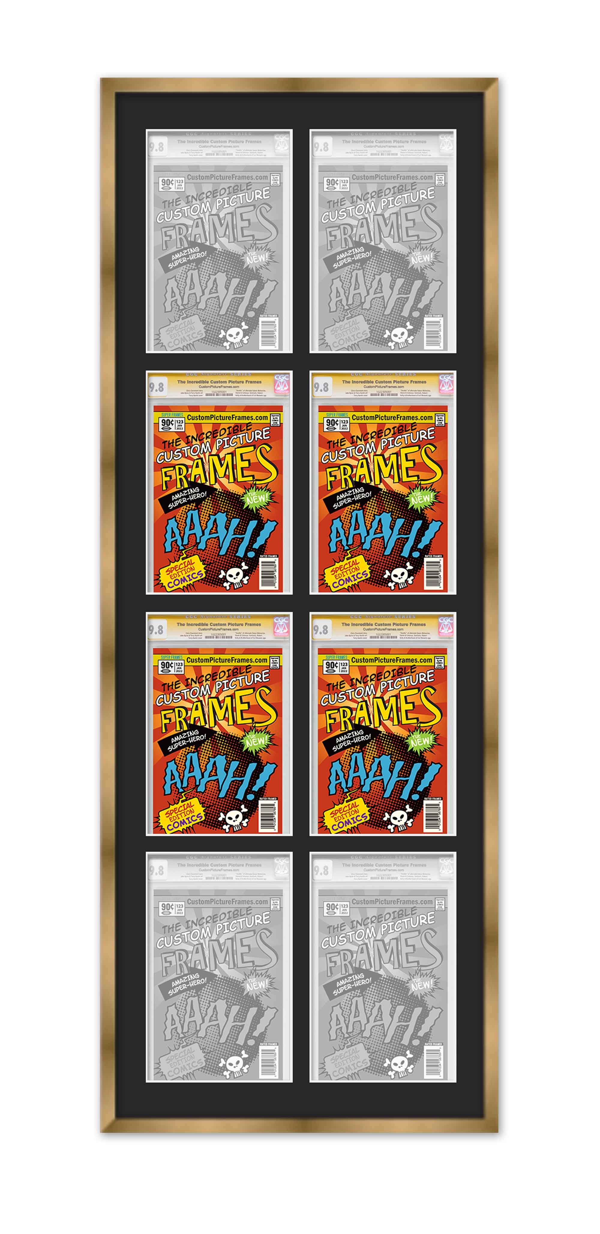 Gold Graded Comic Book Frame for 8 Comic Books | Frames for CGC, CBCS ...