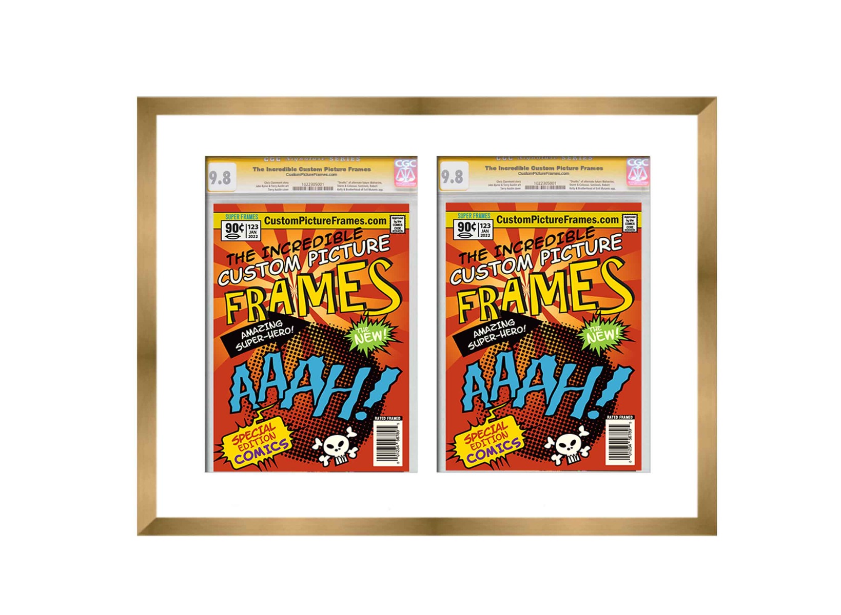 Gold Graded Comic Book Frame for 2 Comic Books | Frames for CGC, CBCS ...