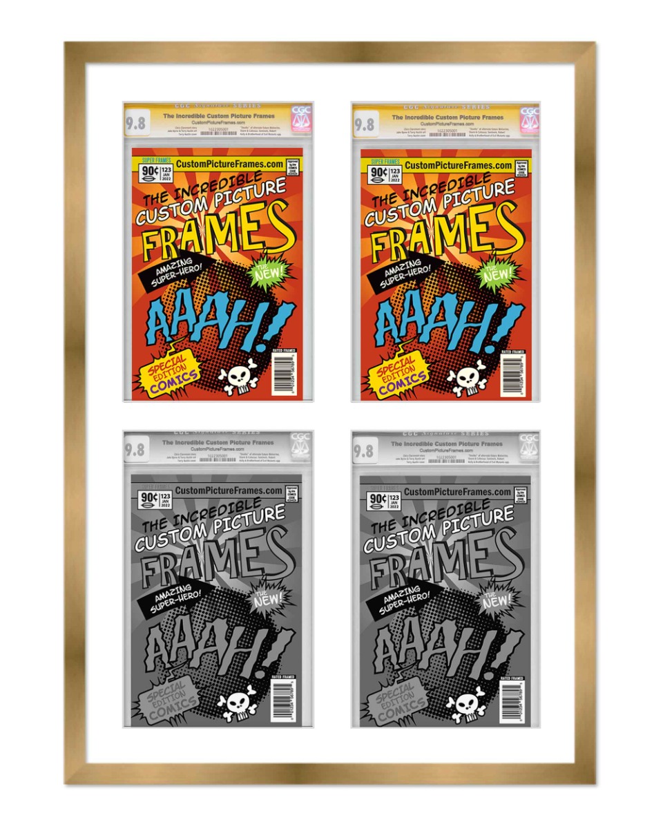 Gold 2x2 Graded Comic Book Frame for 4 Comic Books | Frames for CGC ...
