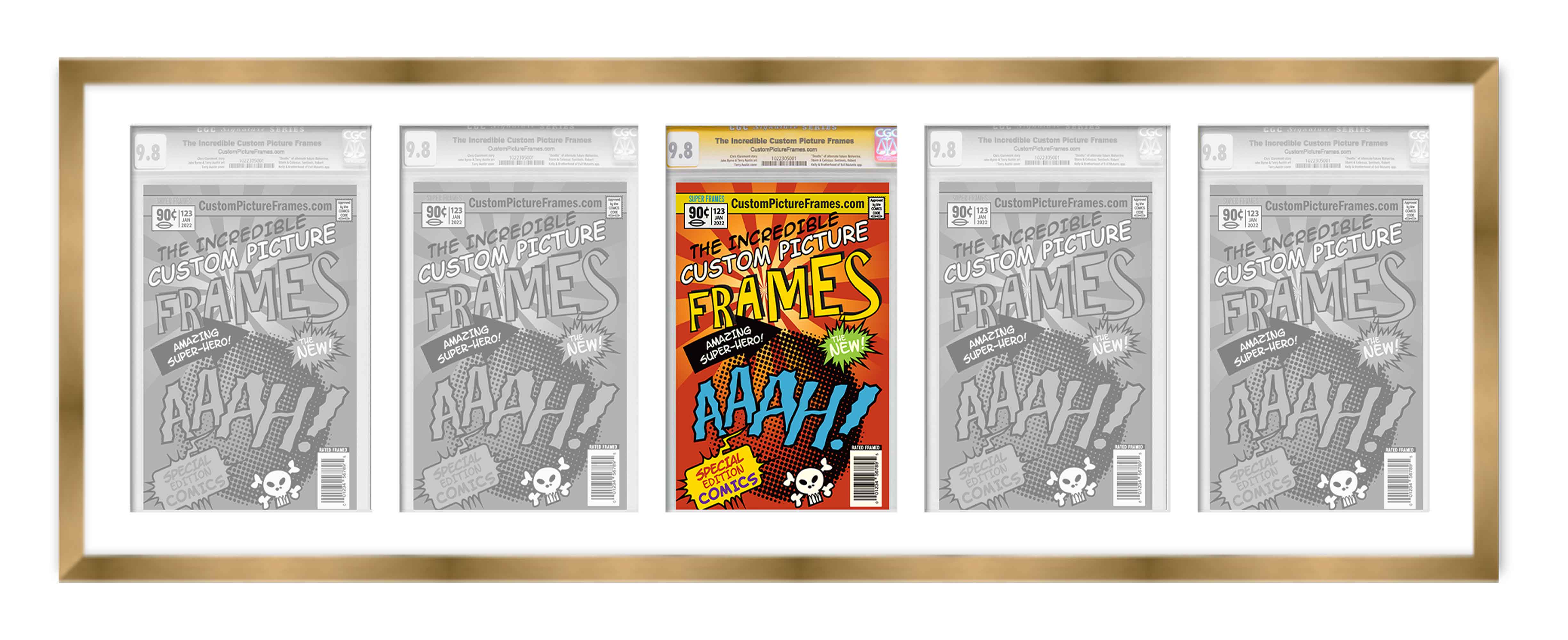 Gold Graded Comic Book Frame for 5 Comic Books | Frames for CGC, CBCS ...