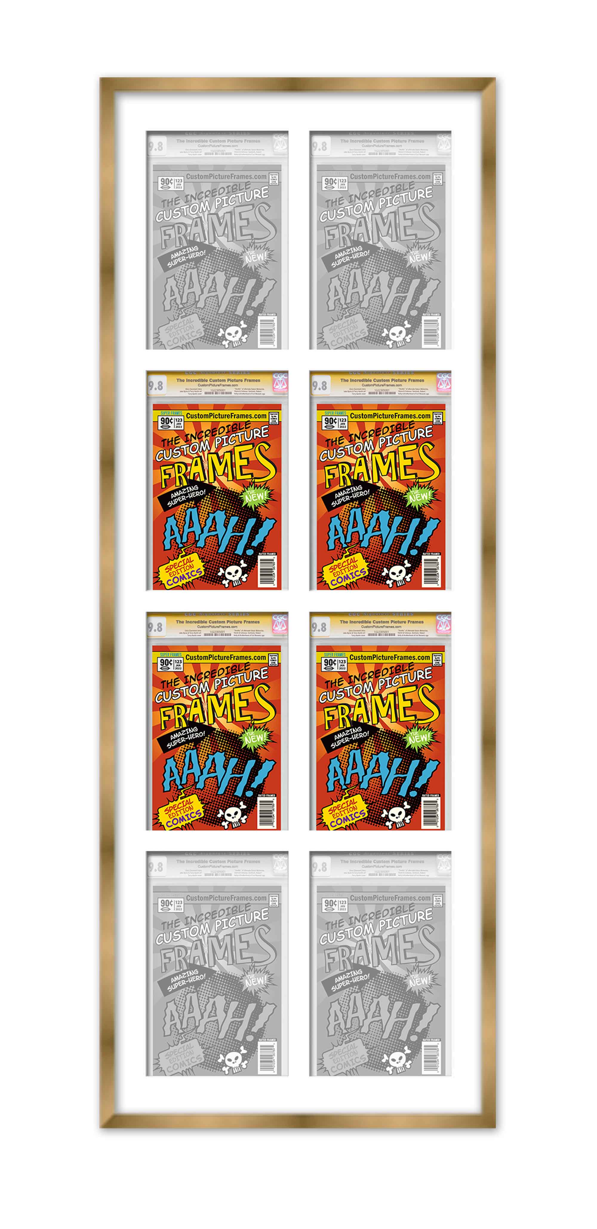 Gold Graded Comic Book Frame for 8 Comic Books | Frames for CGC, CBCS ...