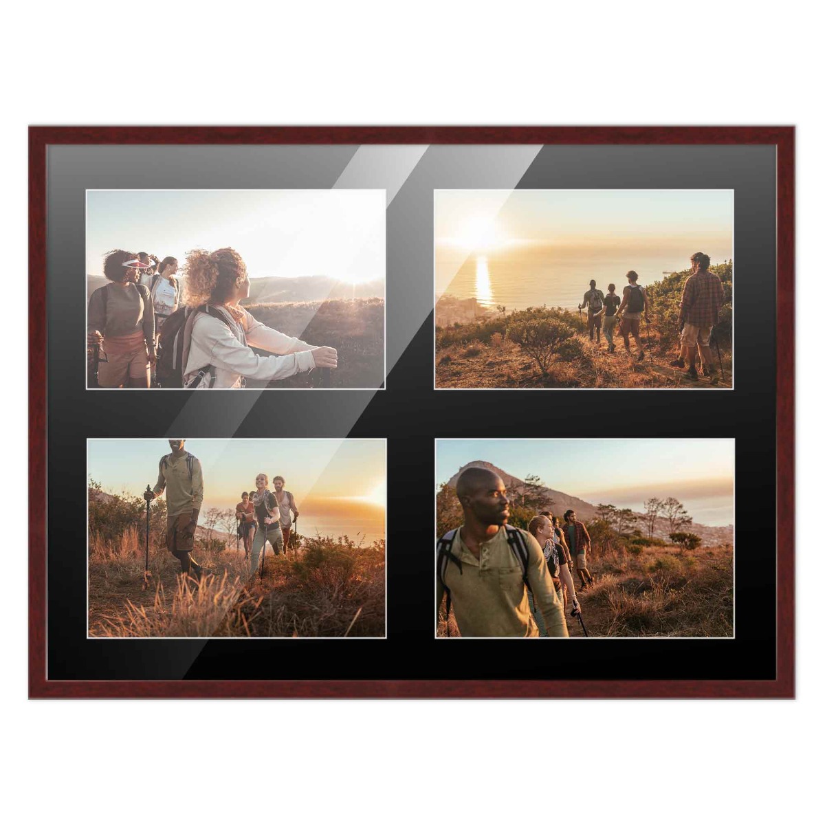 12x16 Wood Collage Frame - With Mat to Display 4 5x7 Pictures ...