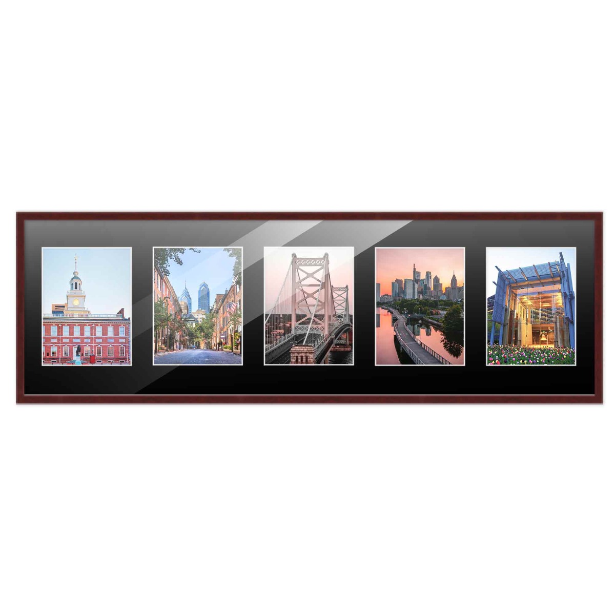 7.5x23.5 Wood Collage Frame - With Mat to Display 5 4x6 Pictures ...