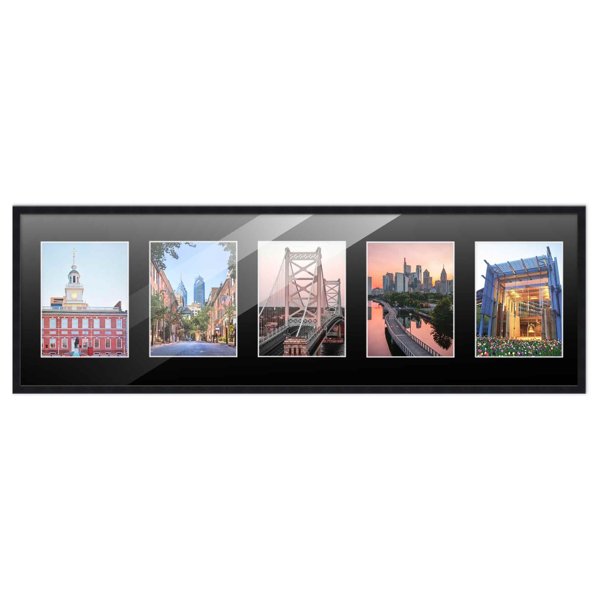 8.5x28.5 Wood Collage Frame - With Mat to Display 5 5x7 Pictures ...