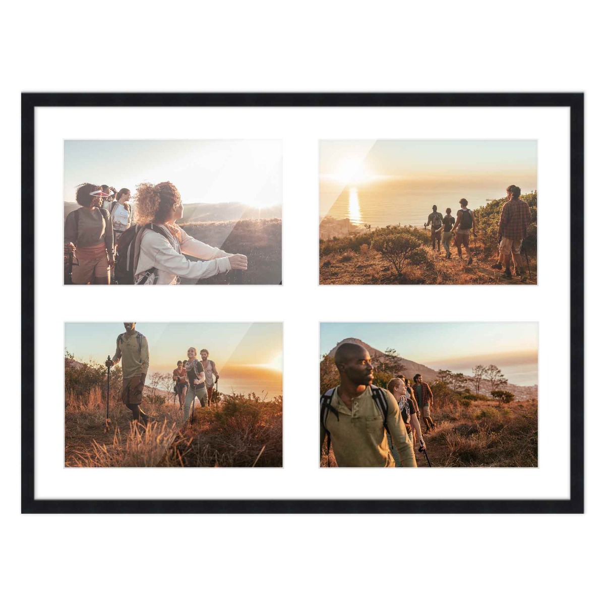 12x16 Wood Collage Frame - With Mat to Display 4 5x7 Pictures ...