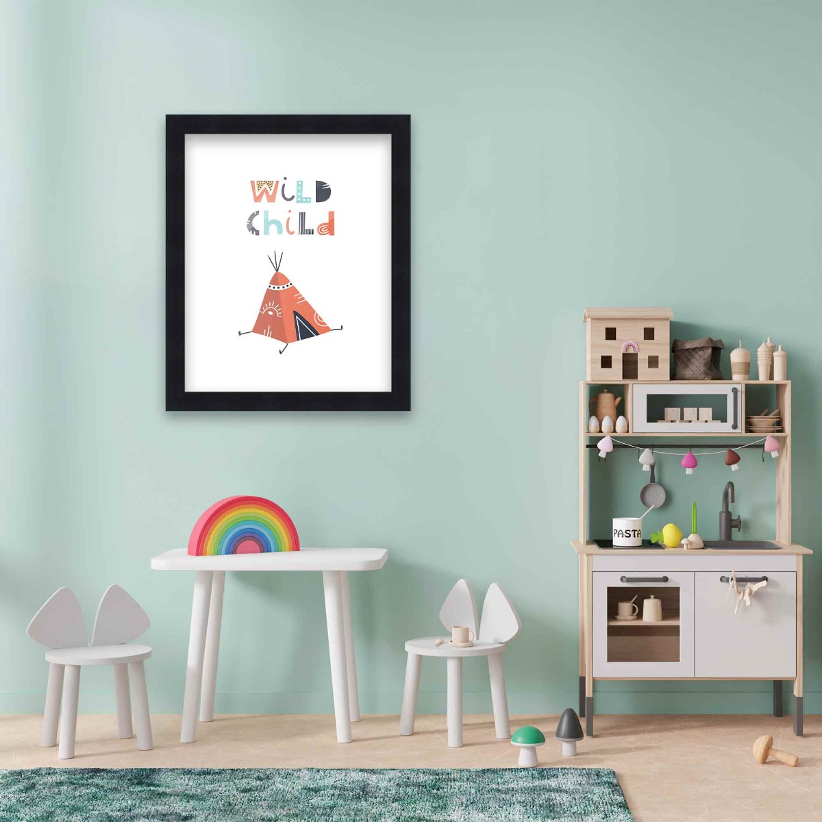8x10 Framed Art Little Explorer Wild Child Poster in Black Wood Frame