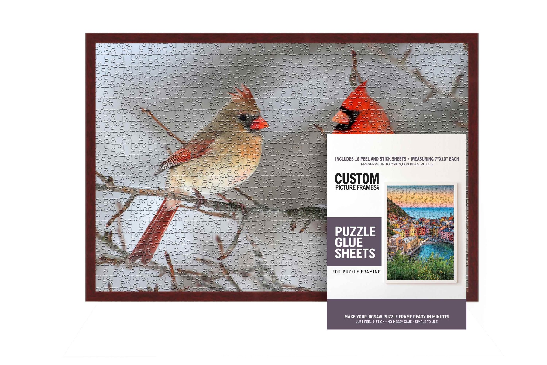 Dark Wood Jigsaw Puzzle Frame | Frame & Glue Sheets for Puzzles