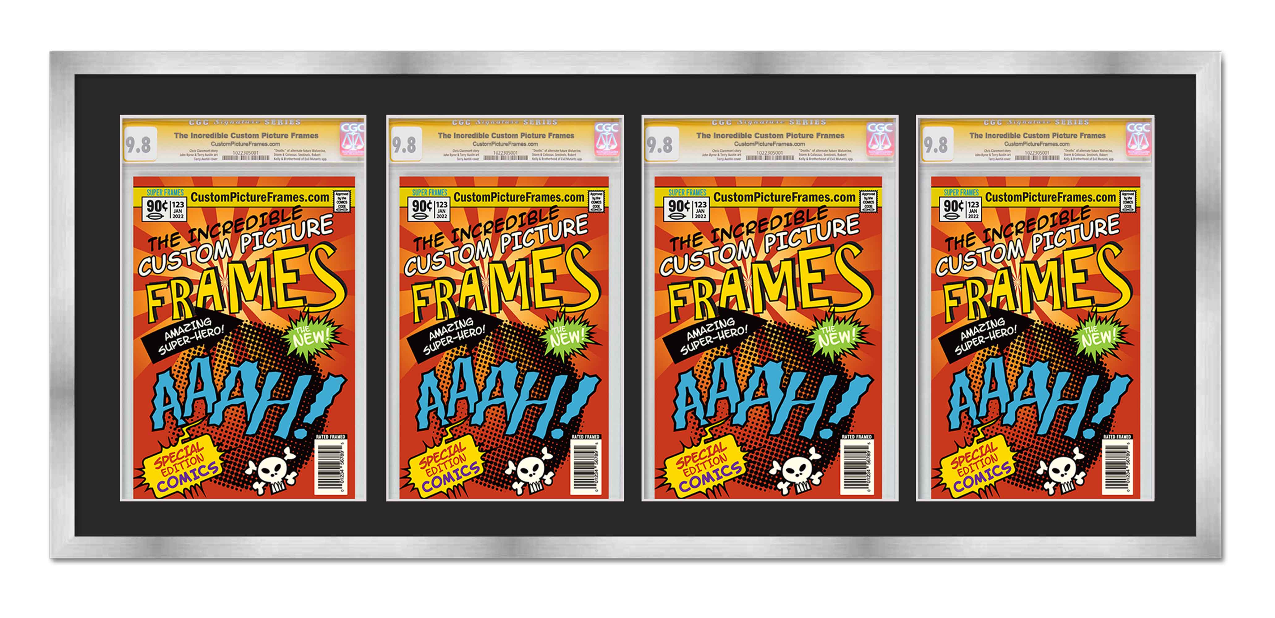 Silver Graded Comic Book Frame for 4 Comic Books | Frames for CGC, CBCS ...