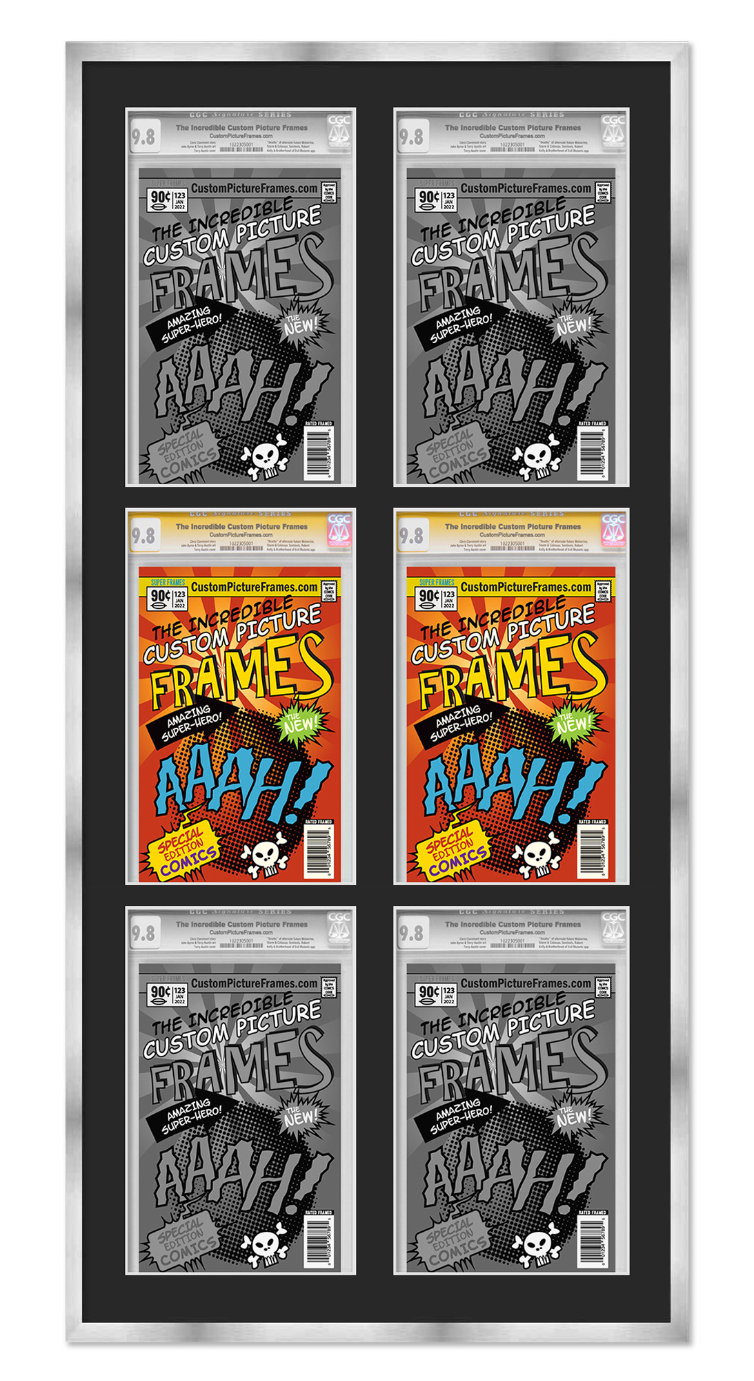 Silver Graded Comic Book Frame for 6 Comic Books | Frames for CGC, CBCS ...