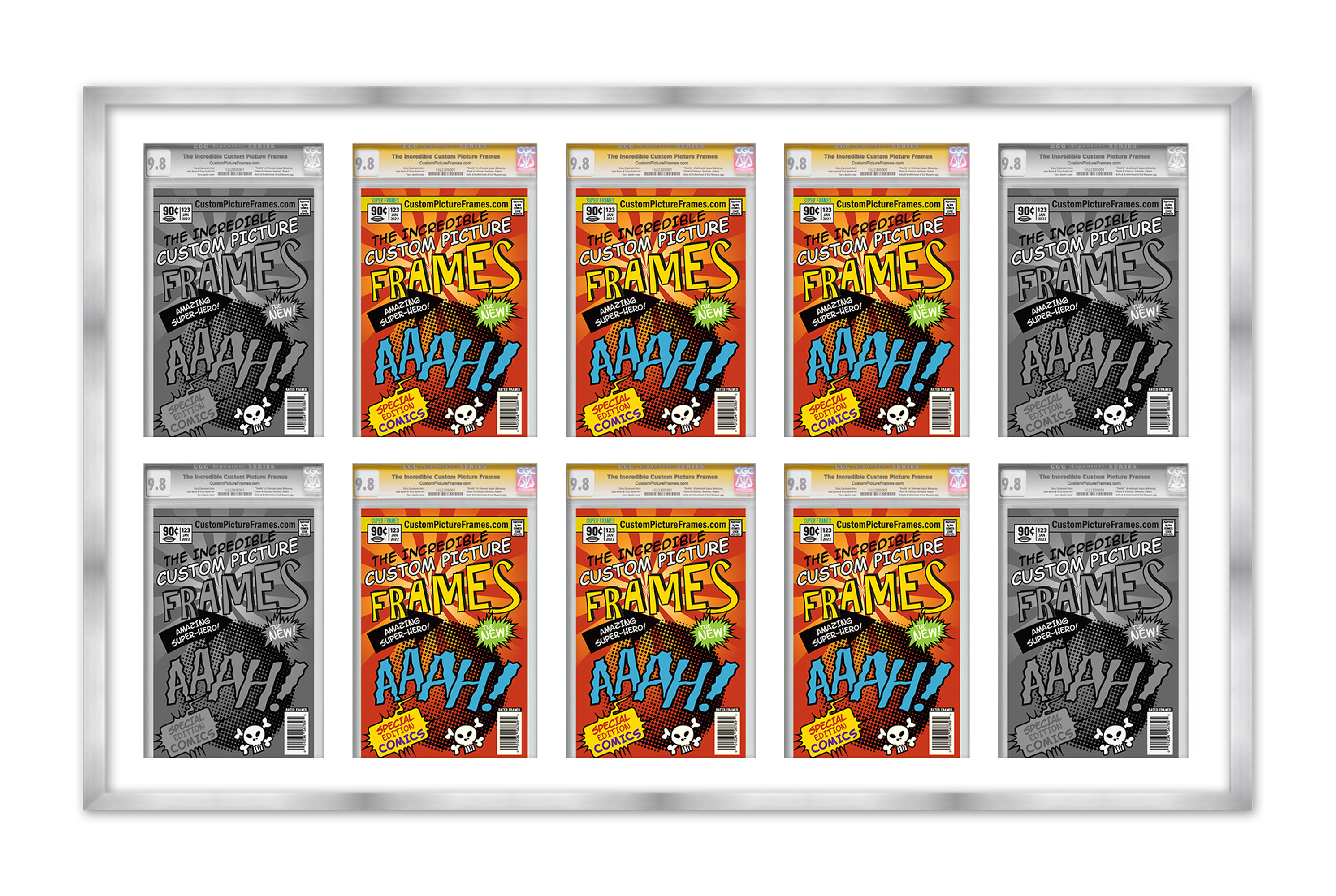 Silver Graded Comic Book Frame for 10 Comic Books | Frames for CGC ...