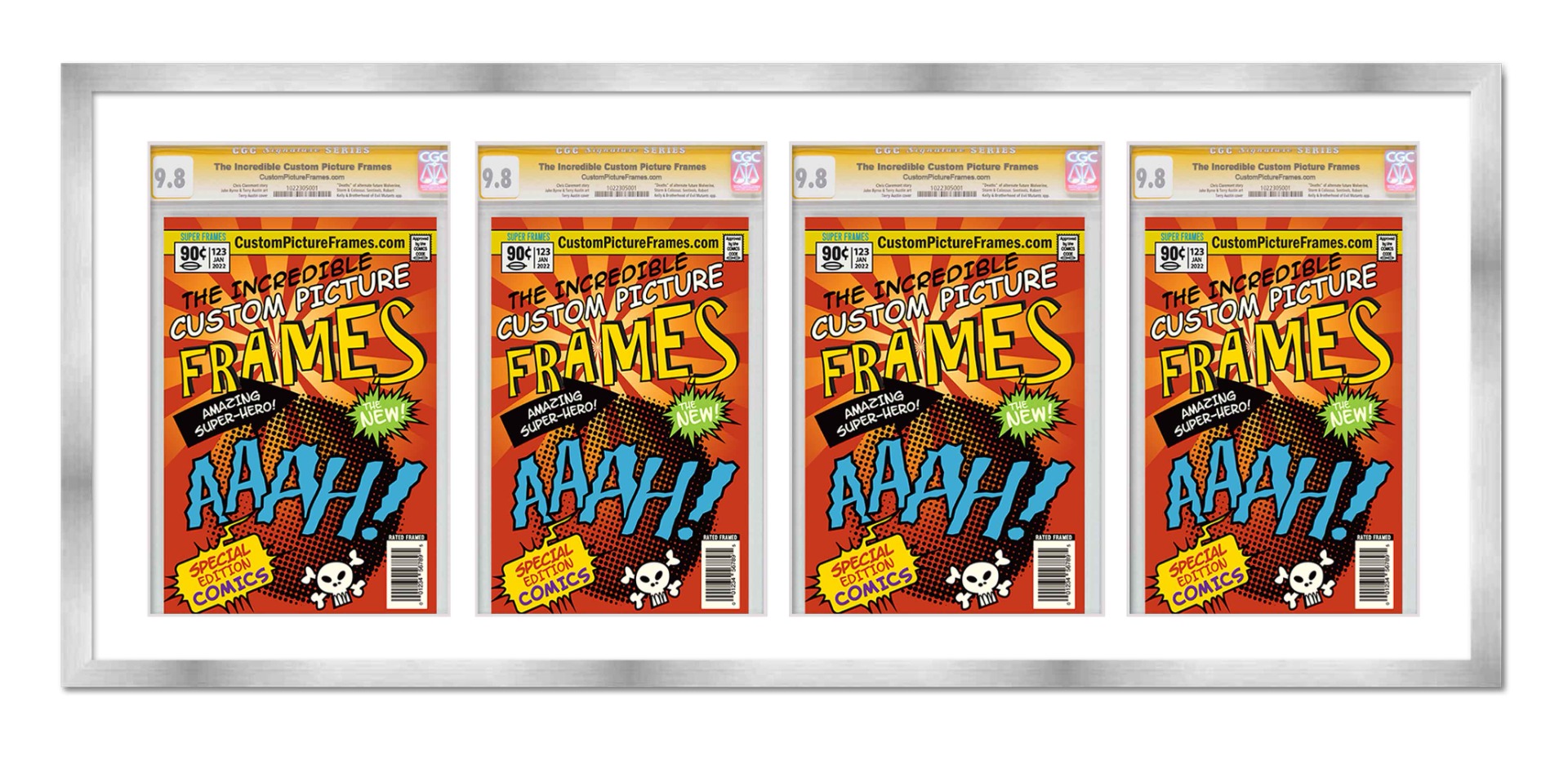 Silver Graded Comic Book Frame for 4 Comic Books | Frames for CGC, CBCS ...