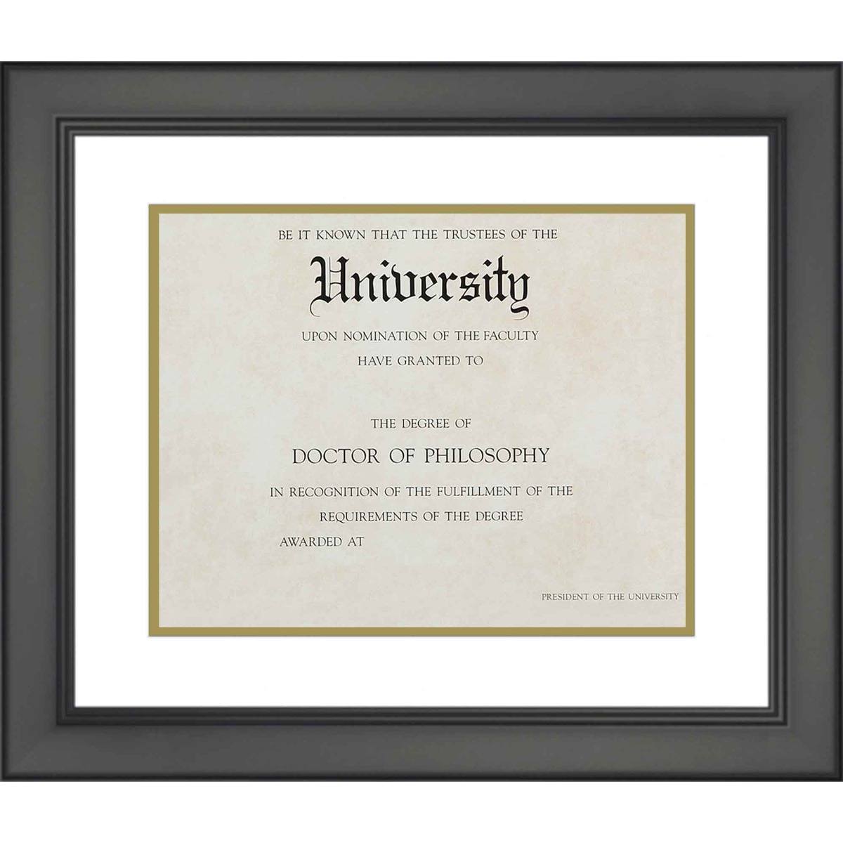 Black Diploma Frame with White on Gold Double Mat | Frames for Diplomas