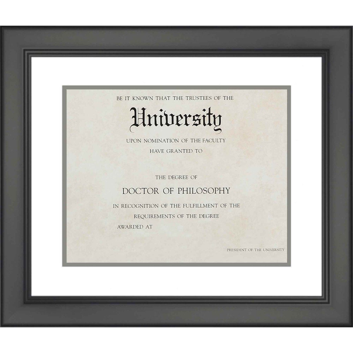 Black Diploma Frame with Silver on Gold Double Mat | Frames for Diplomas
