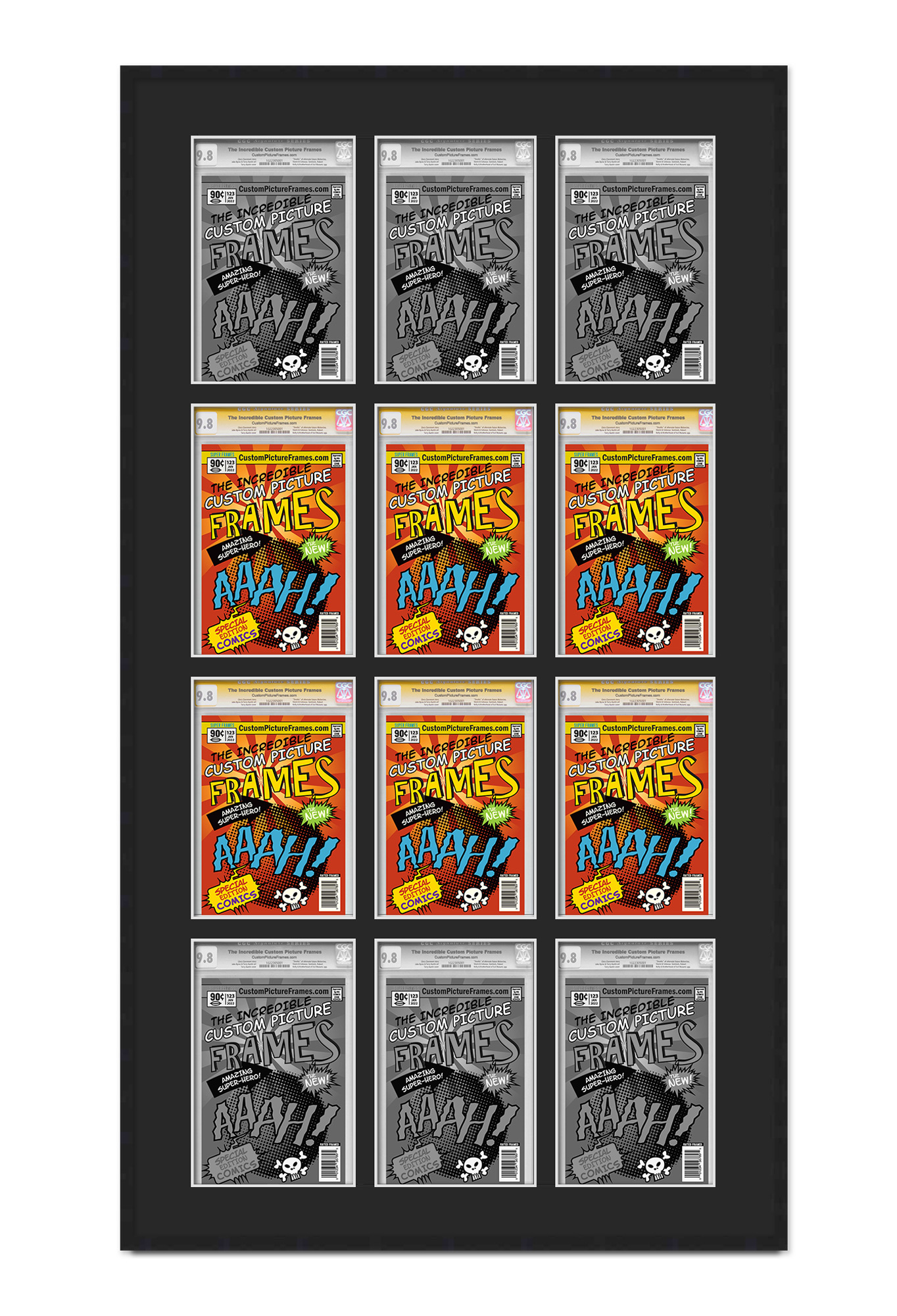 Black Graded Comic Book Frame for 12 Comic Books | Frames for CGC, CBCS ...