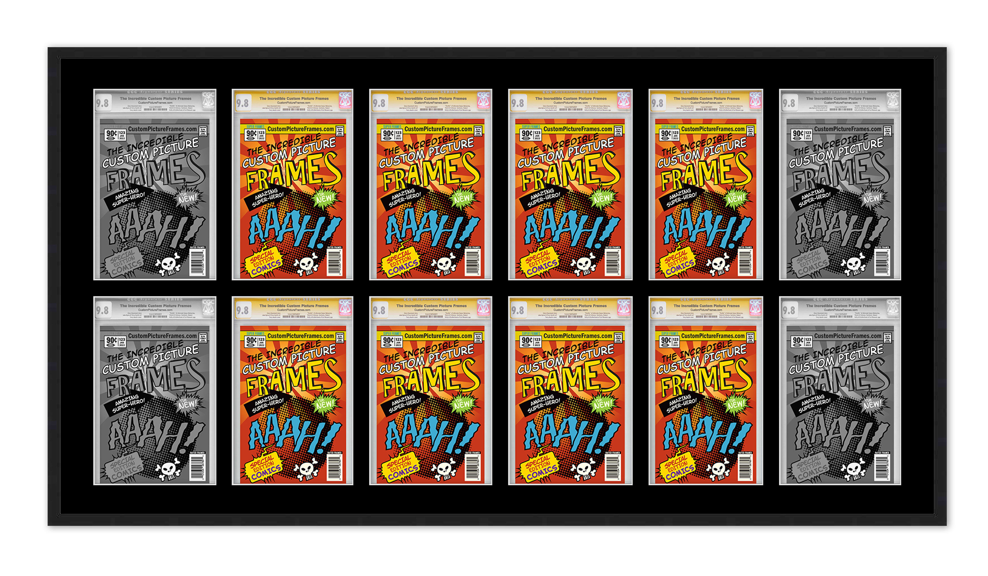 Black Graded Comic Book Frame for 12 Comic Books | Frames for CGC, CBCS ...