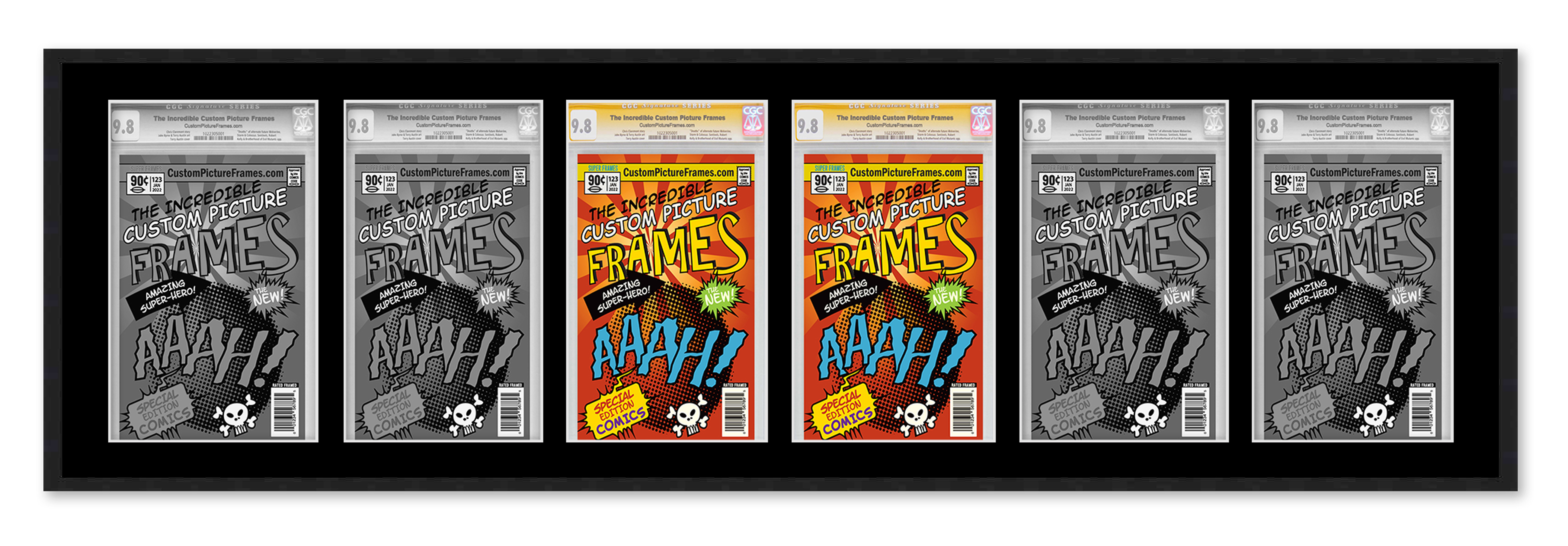 Black Graded Comic Book Frame for 6 Comic Books | Frames for CGC, CBCS ...