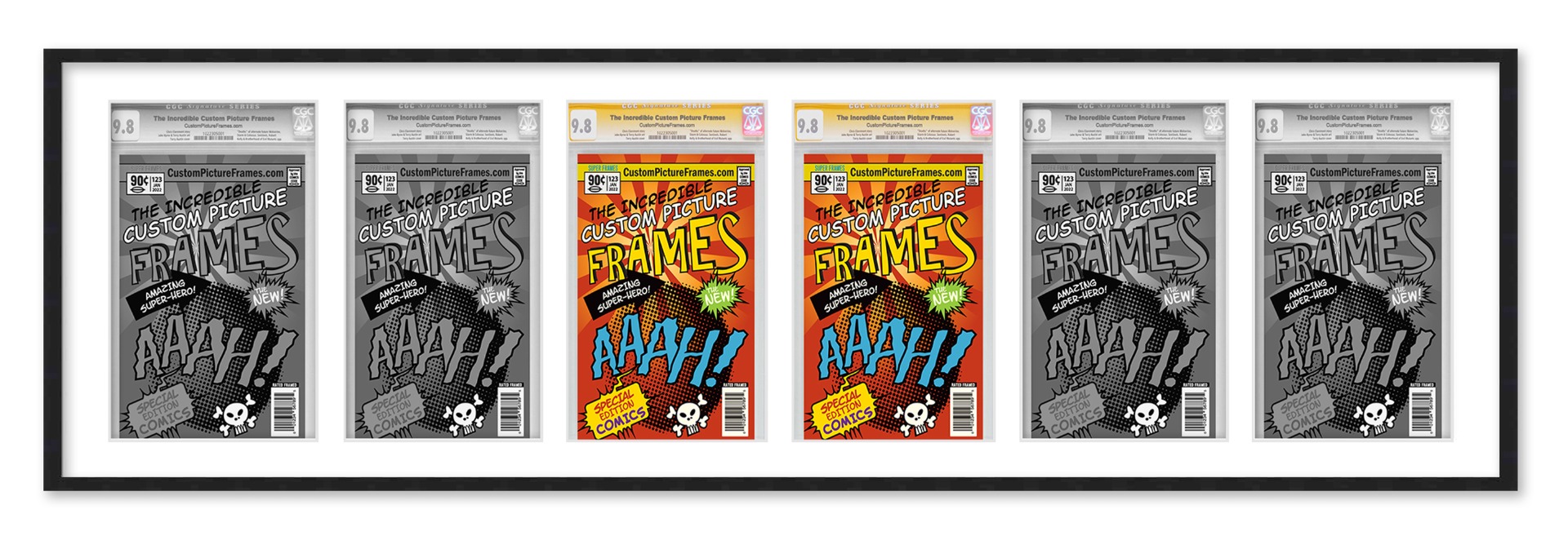 Black Graded Comic Book Frame for 6 Comic Books | Frames for CGC, CBCS ...