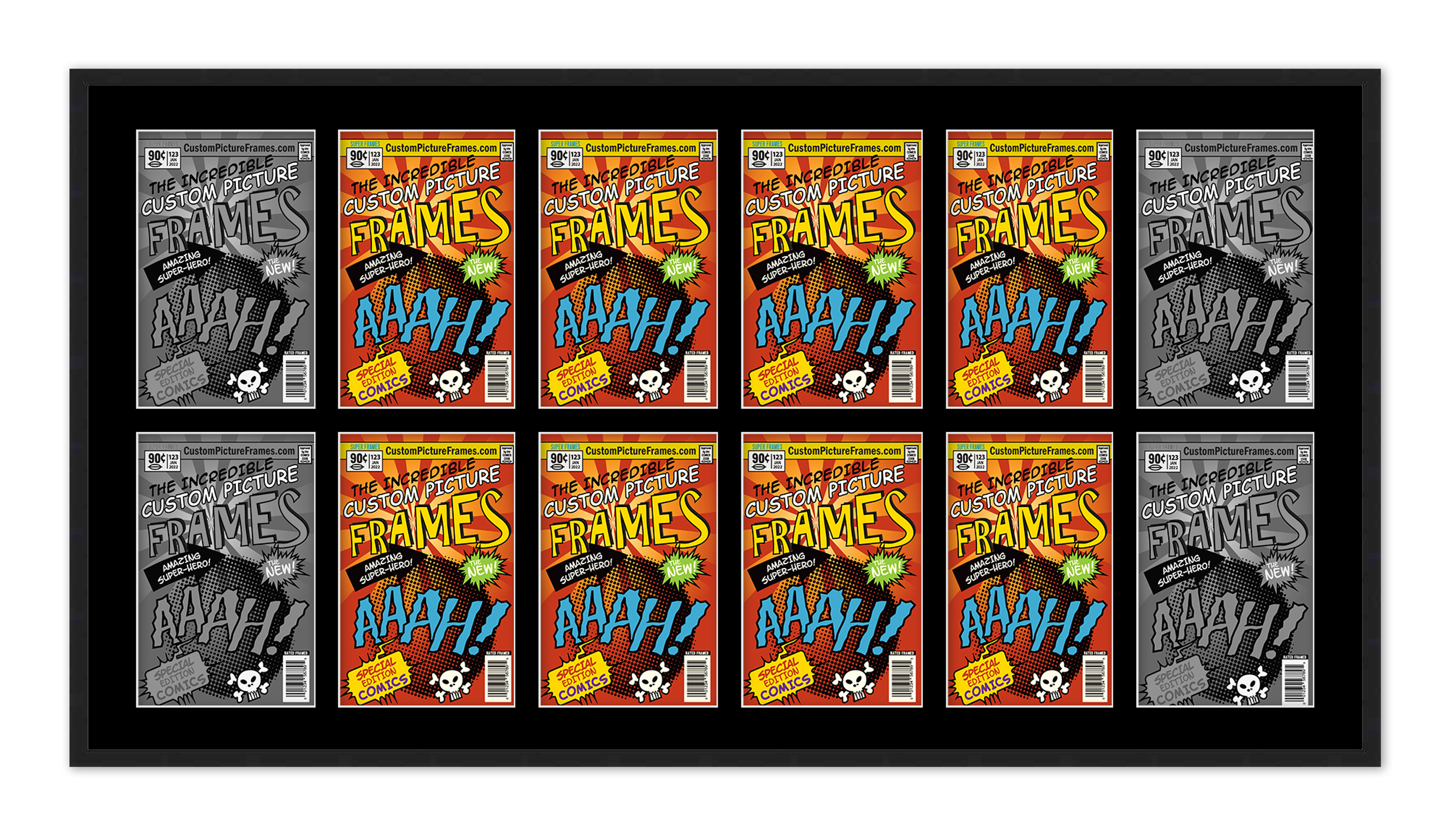 Black Comic Book Frame for 12 Comic Books | Frames for Comic Books