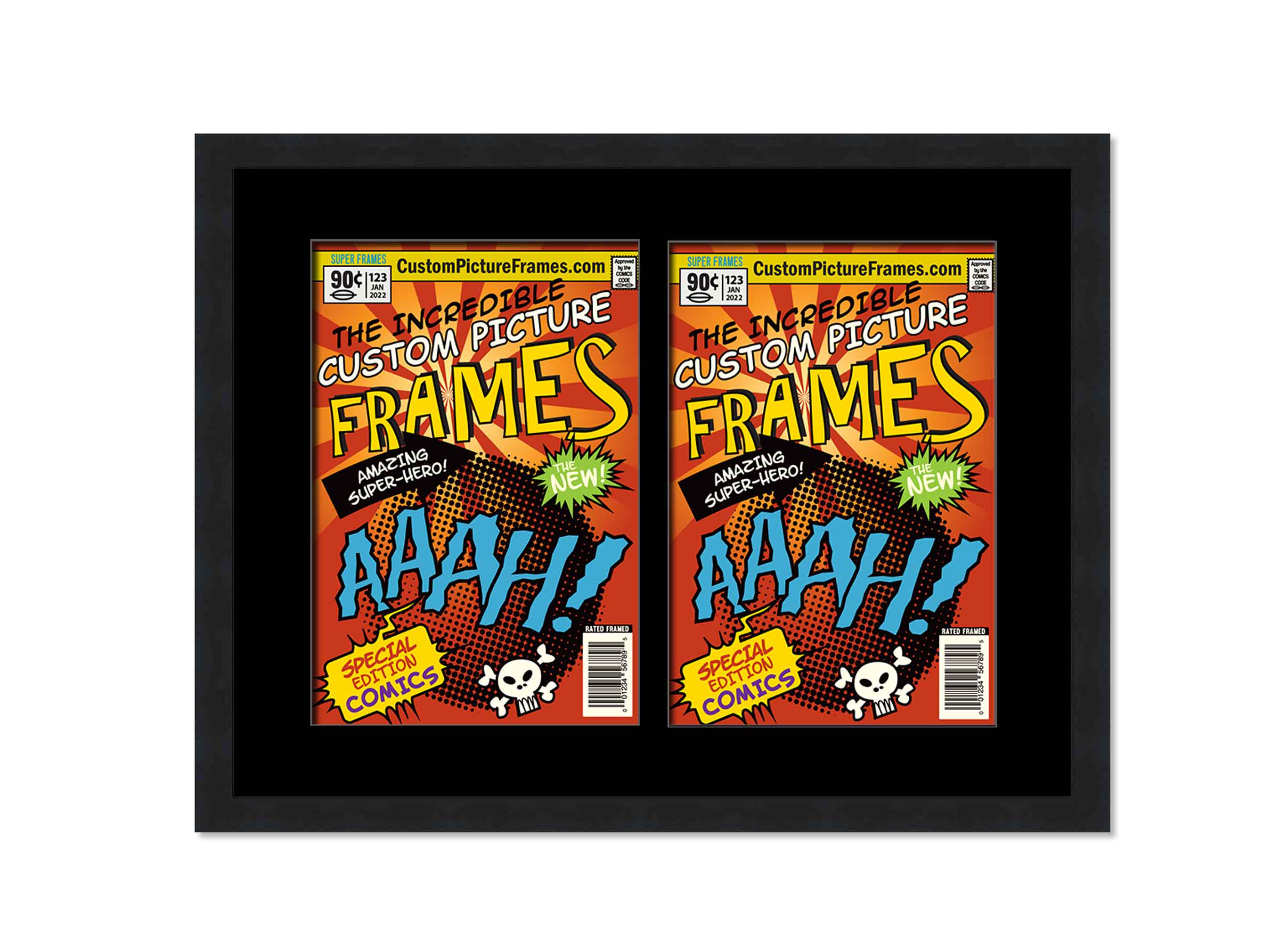 Black Comic Book Frame for 2 Comic Books | Frames for Comic Books