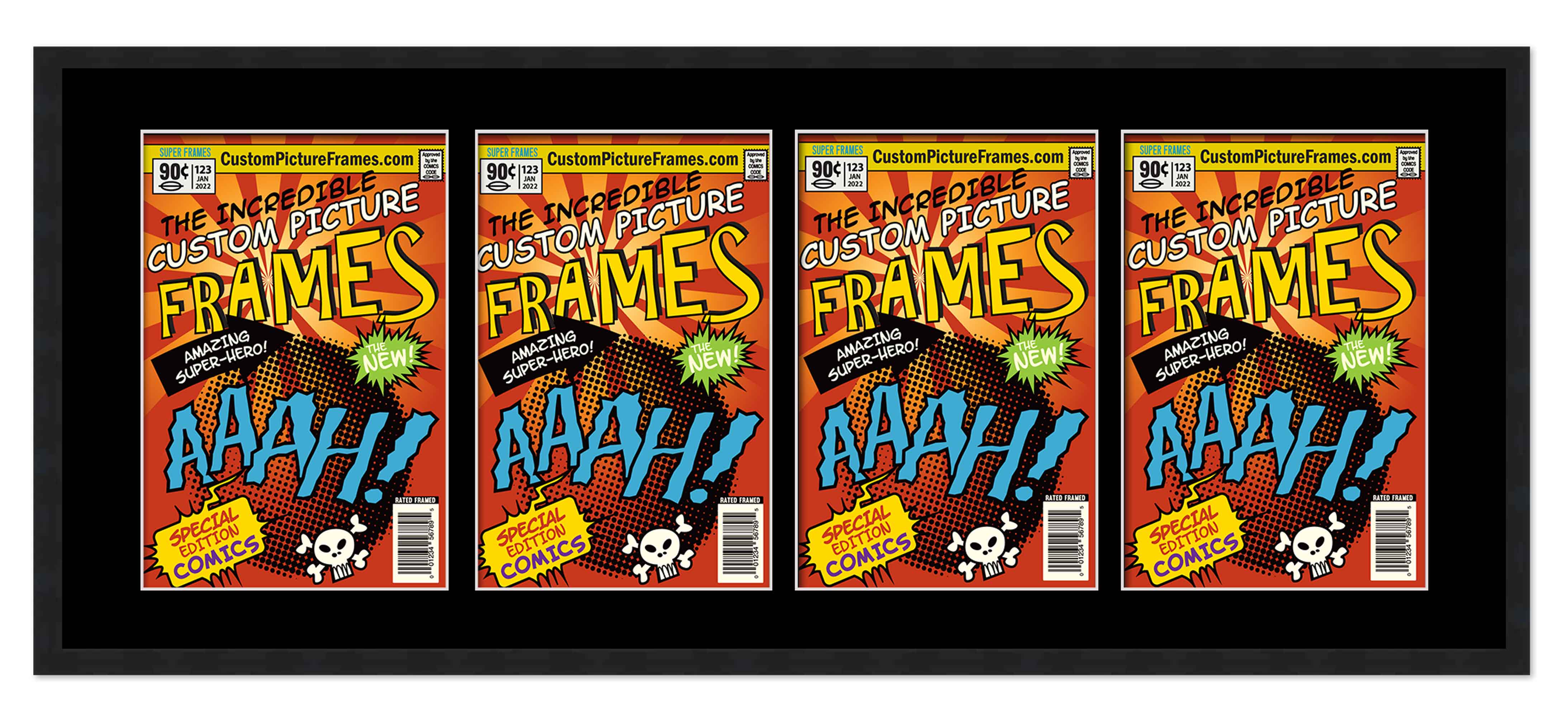 Black Comic Book Frame for 4 Comic Books | Frames for Comic Books