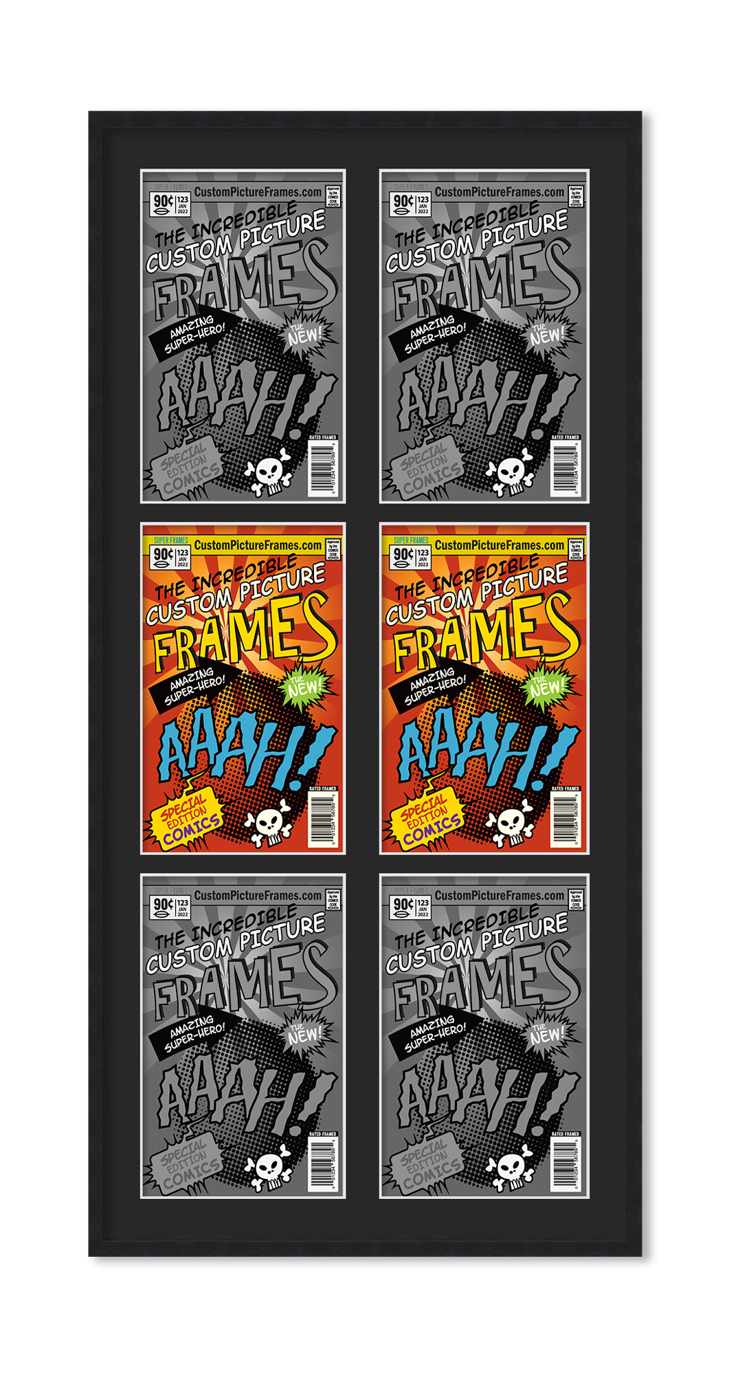 Black Comic Book Frame for 6 Comic Books | Frames for Comic Books