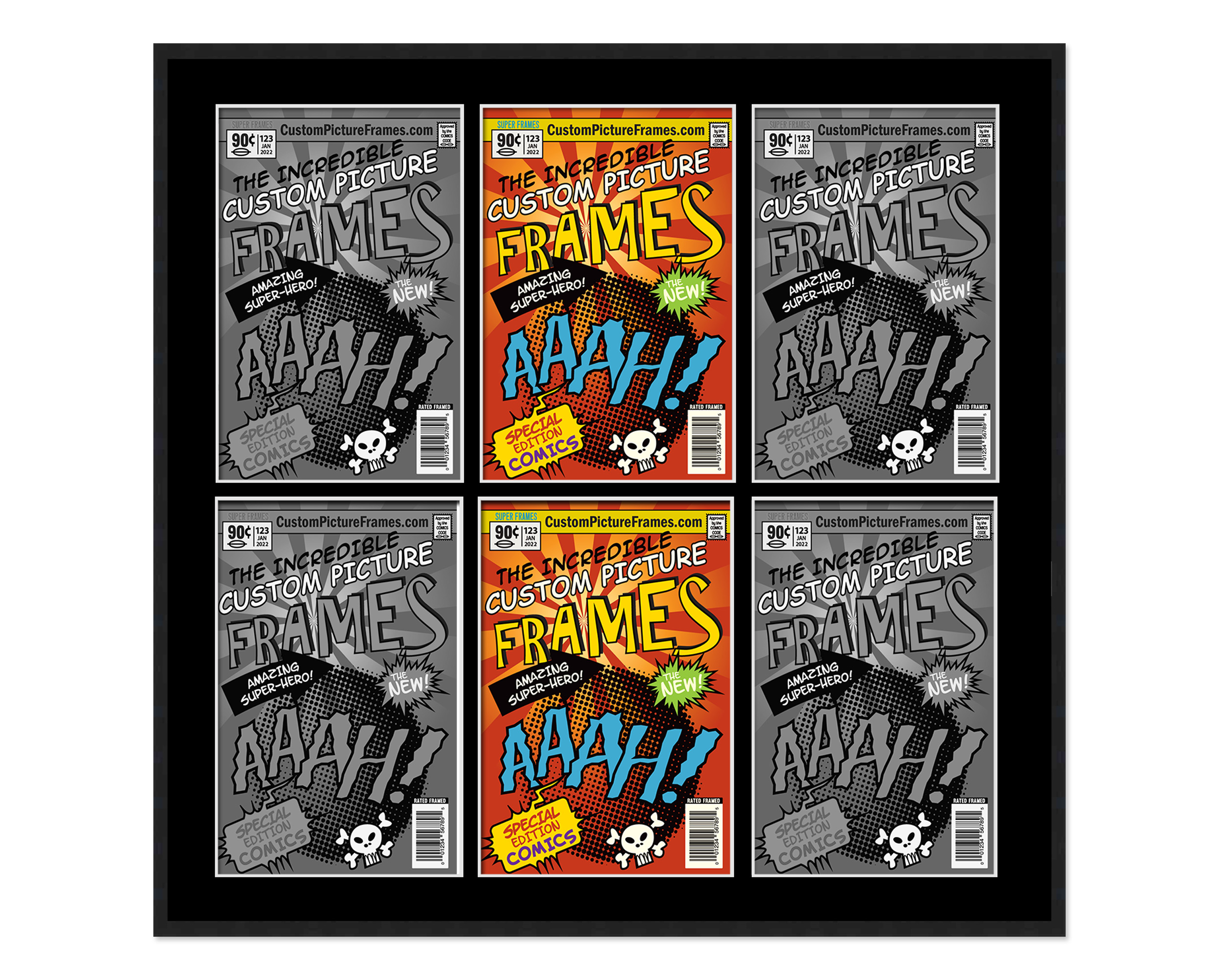 Black Comic Book Frame for 6 Comic Books | Frames for Comic Books