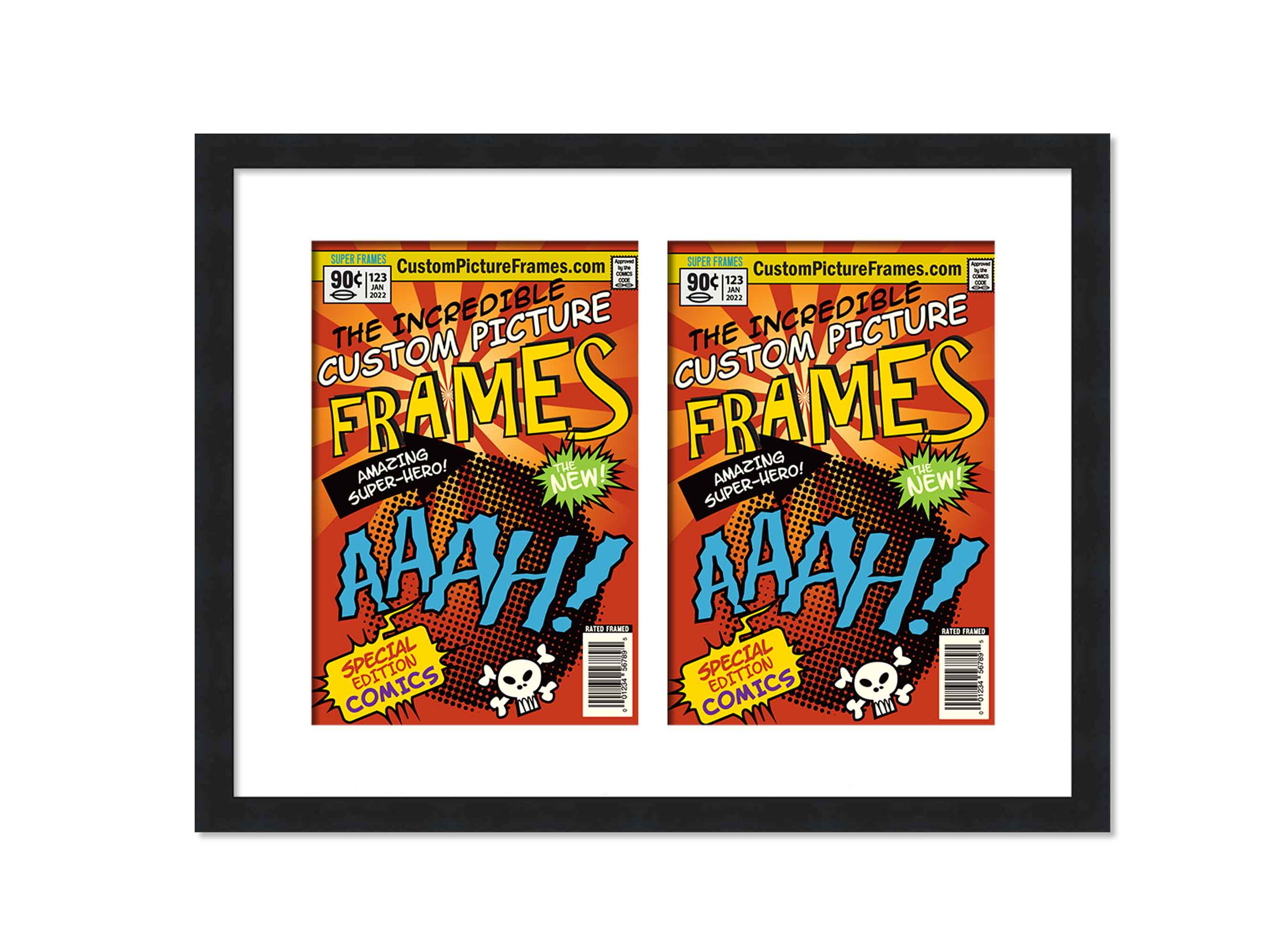 Black Comic Book Frame for 2 Comic Books | Frames for Comic Books