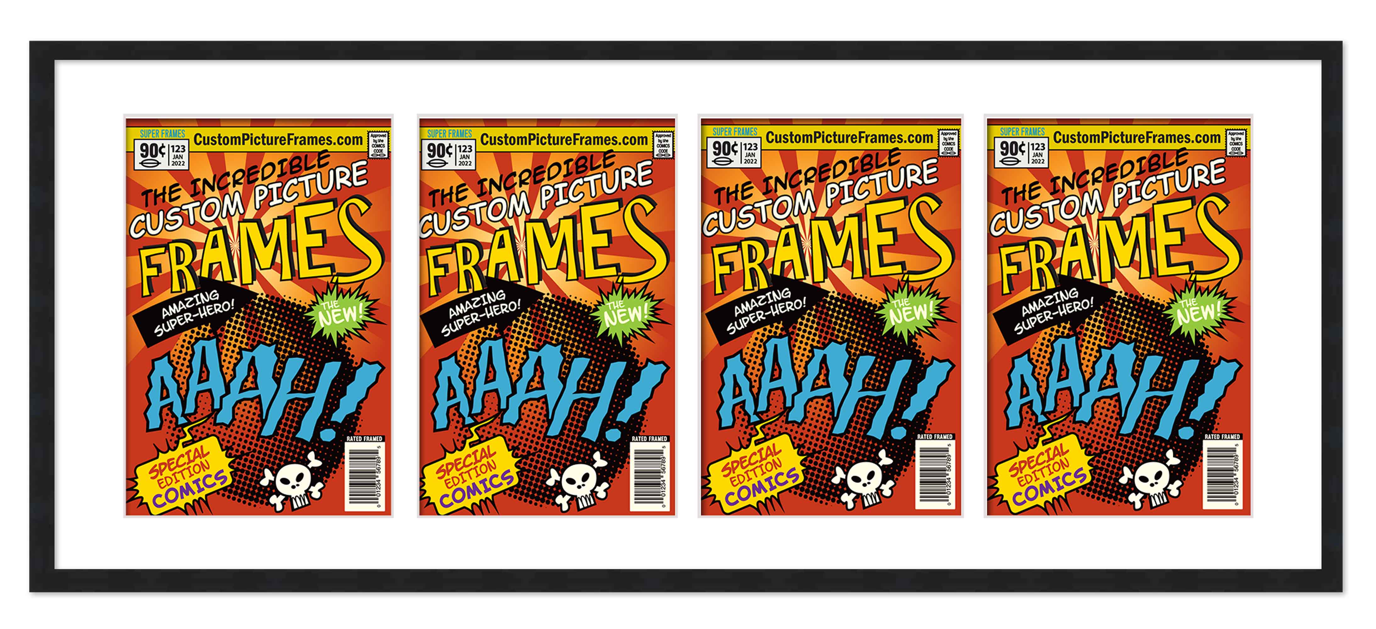 Black Comic Book Frame for 4 Comic Books | Frames for Comic Books