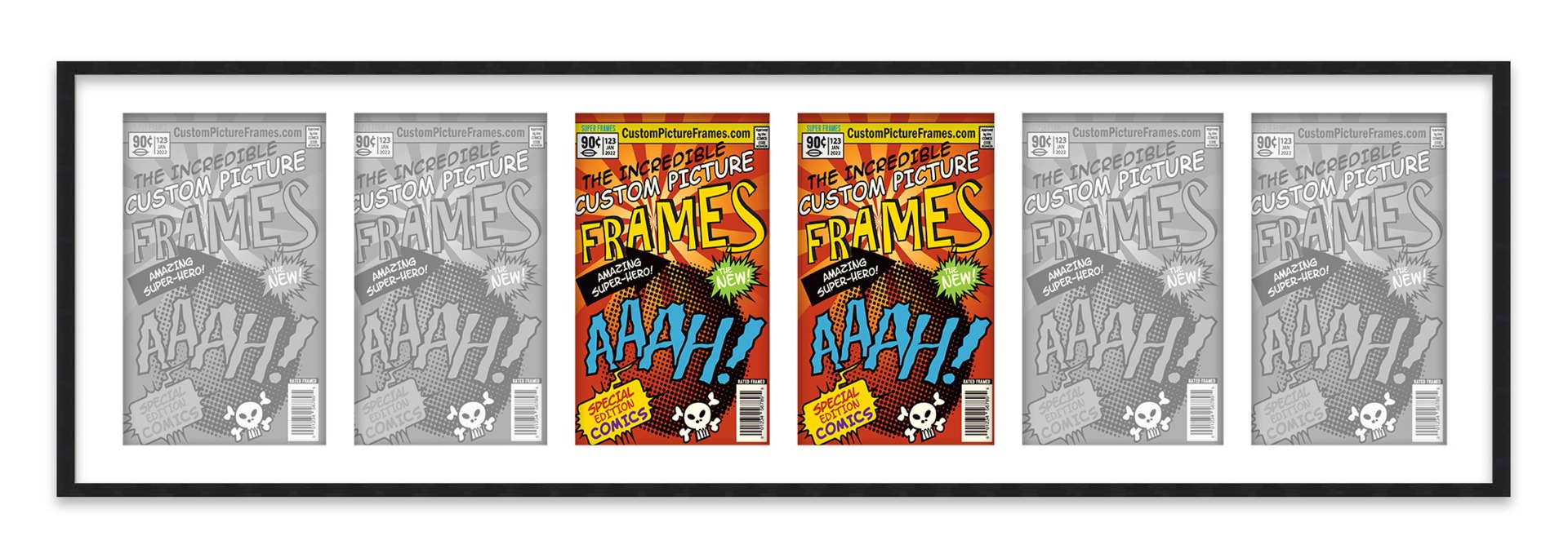 Black Comic Book Frame for 6 Comic Books | Frames for Comic Books