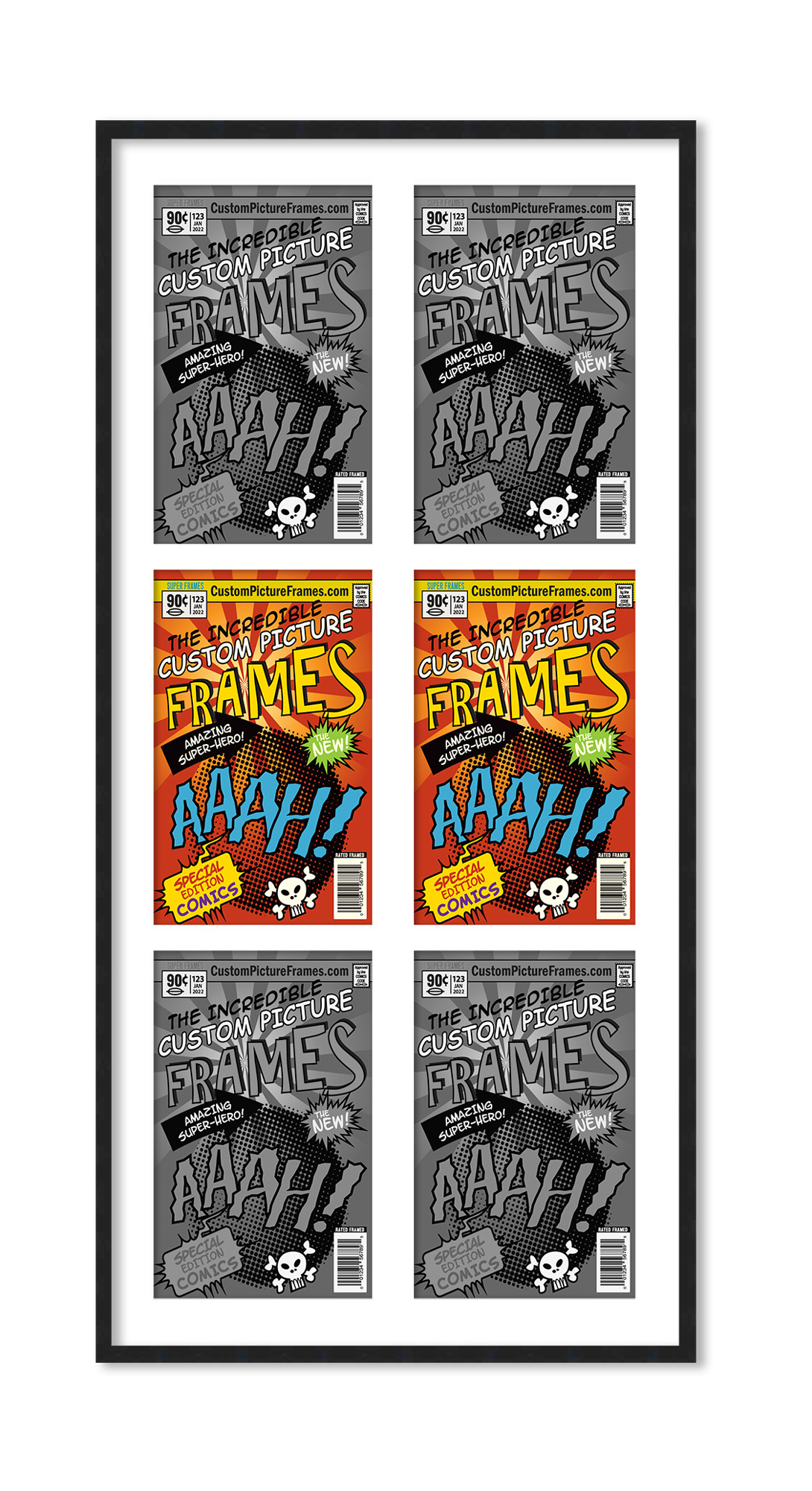 Black Comic Book Frame for 6 Comic Books | Frames for Comic Books