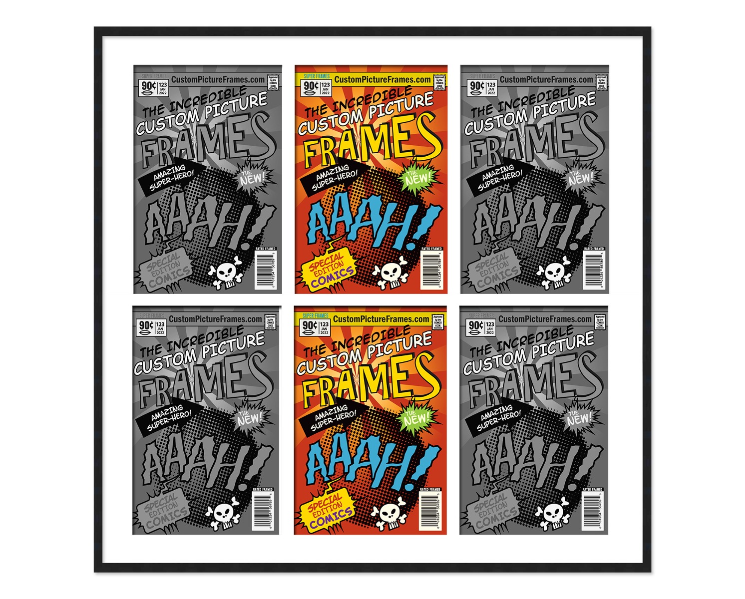 Black Comic Book Frame for 6 Comic Books | Frames for Comic Books