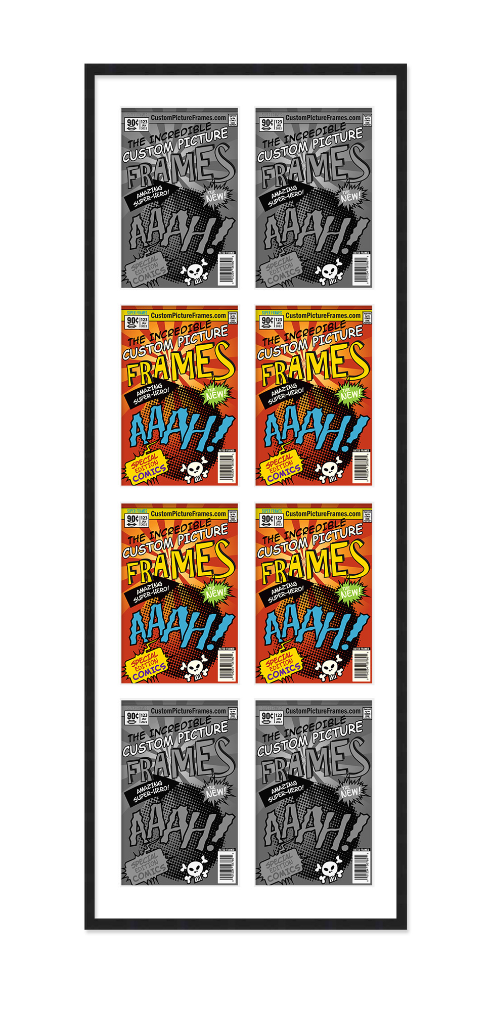 Black Comic Book Frame for 8 Comic Books | Frames for Comic Books
