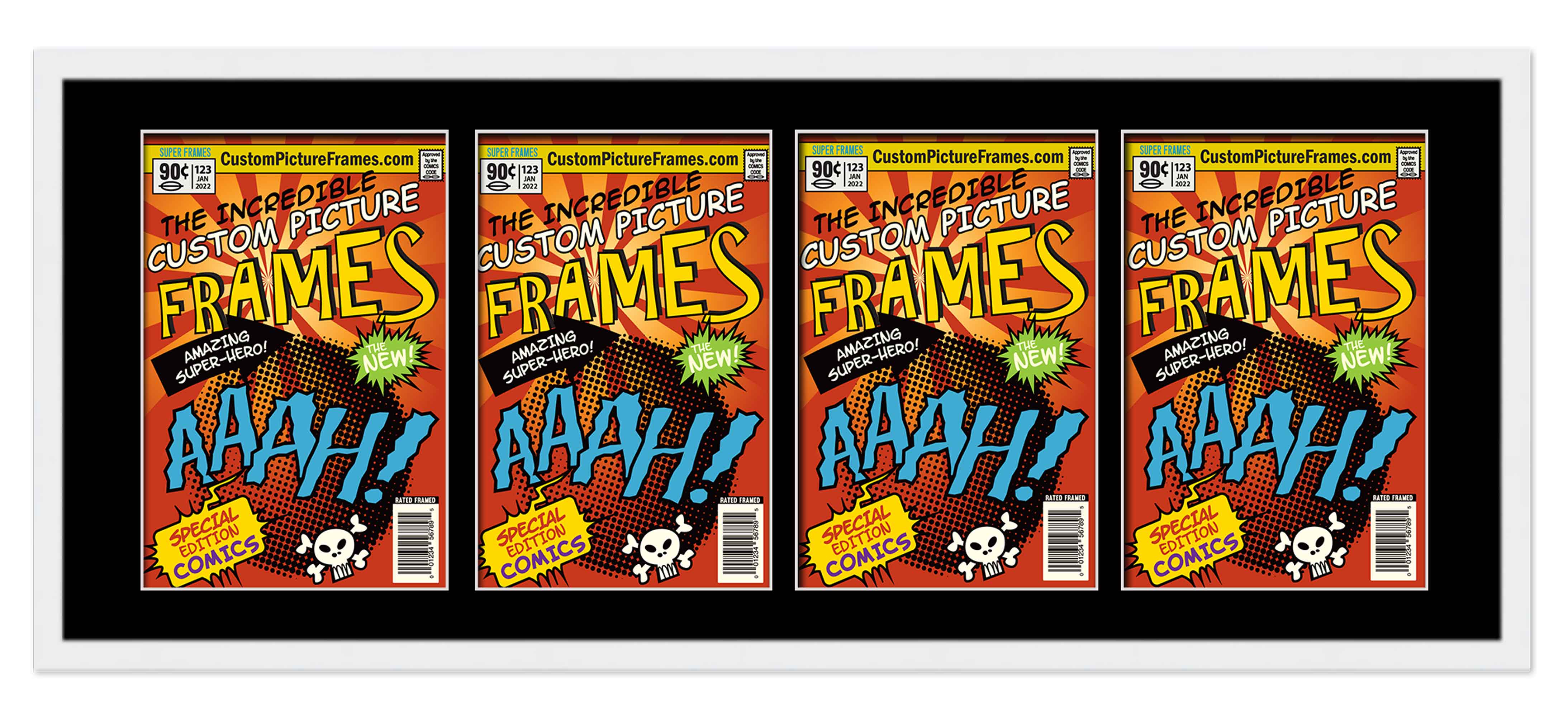 White Comic Book Frame for 4 Comic Books | Frames for Comic Books