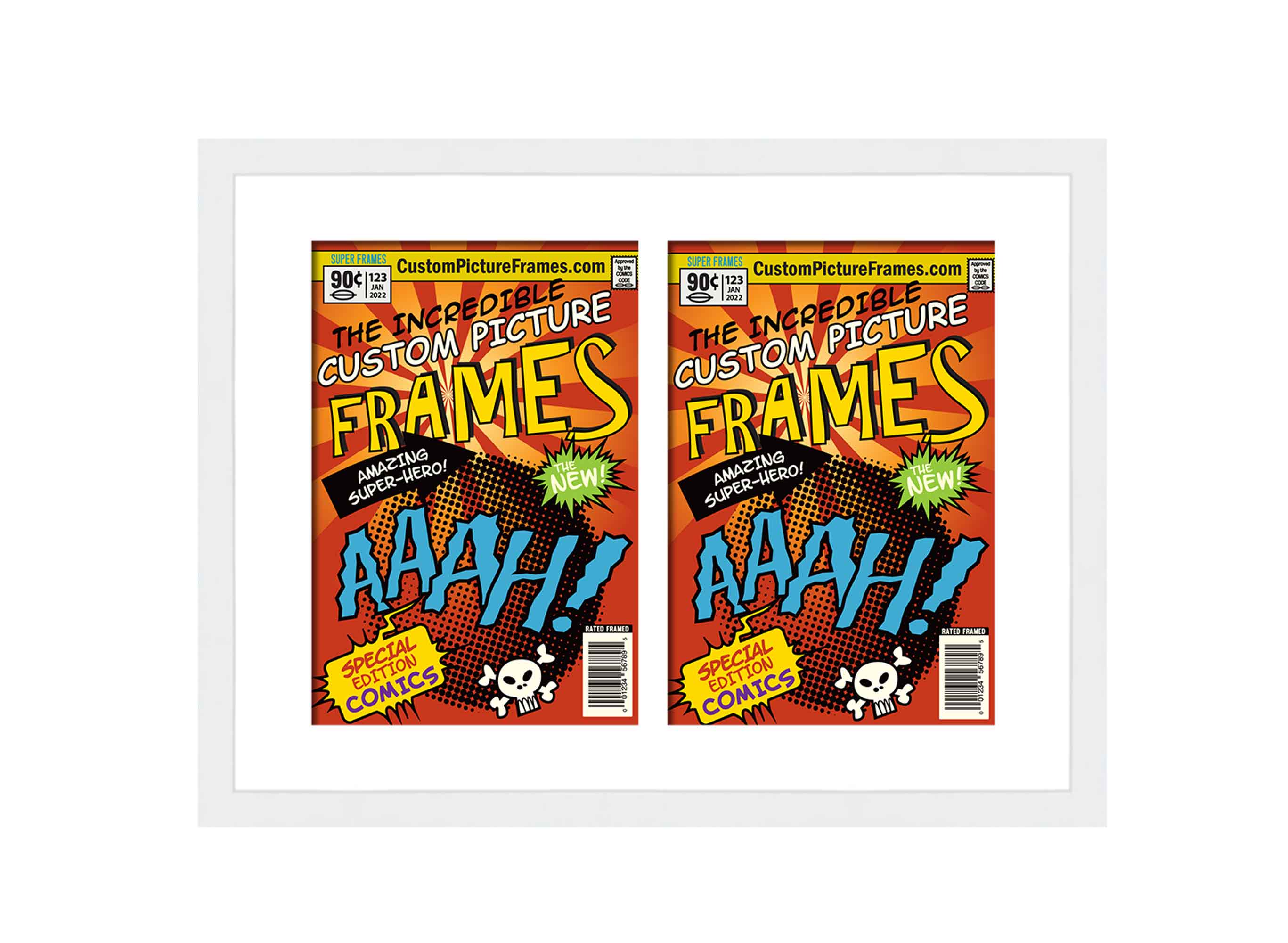 White Comic Book Frame for 2 Comic Books | Frames for Comic Books