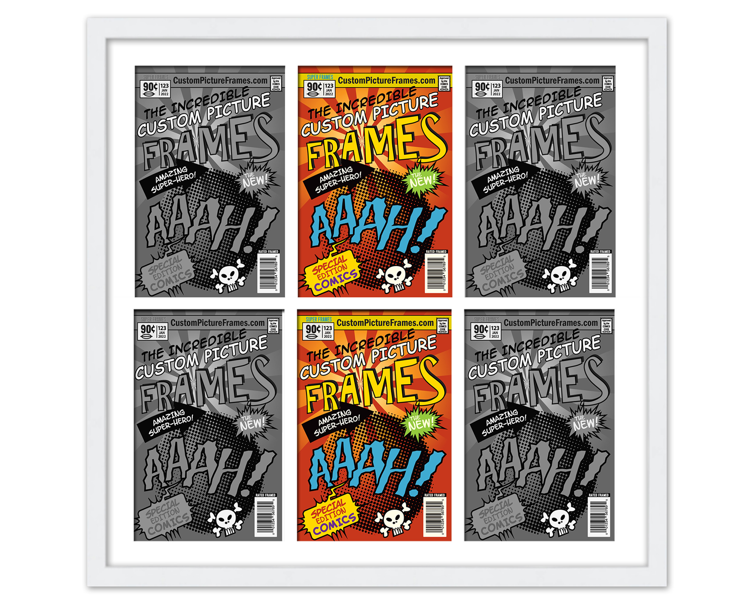 White Comic Book Frame for 6 Comic Books | Frames for Comic Books