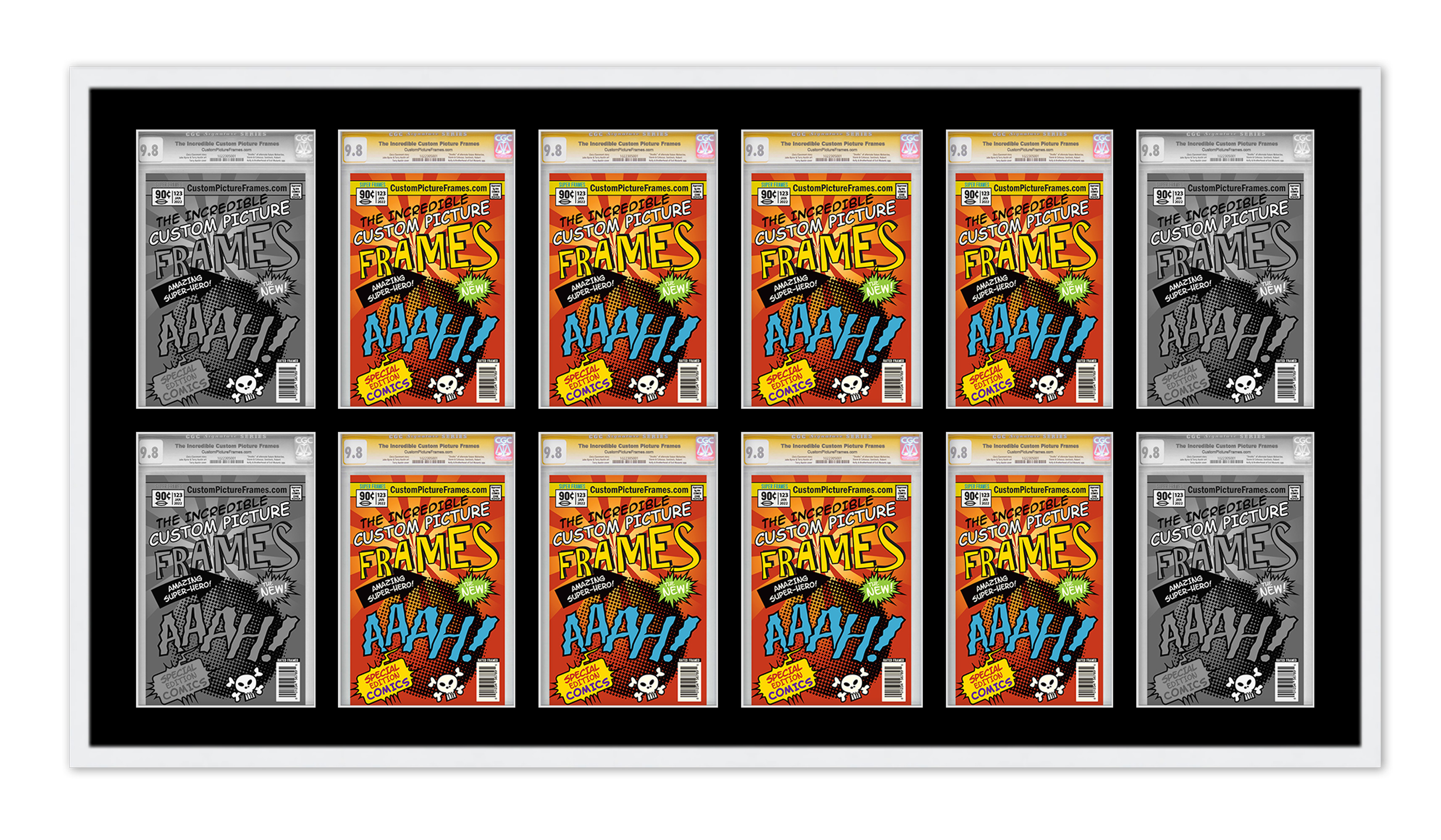 White Graded Comic Book Frame for 12 Comic Books | Frames for CGC, CBCS ...