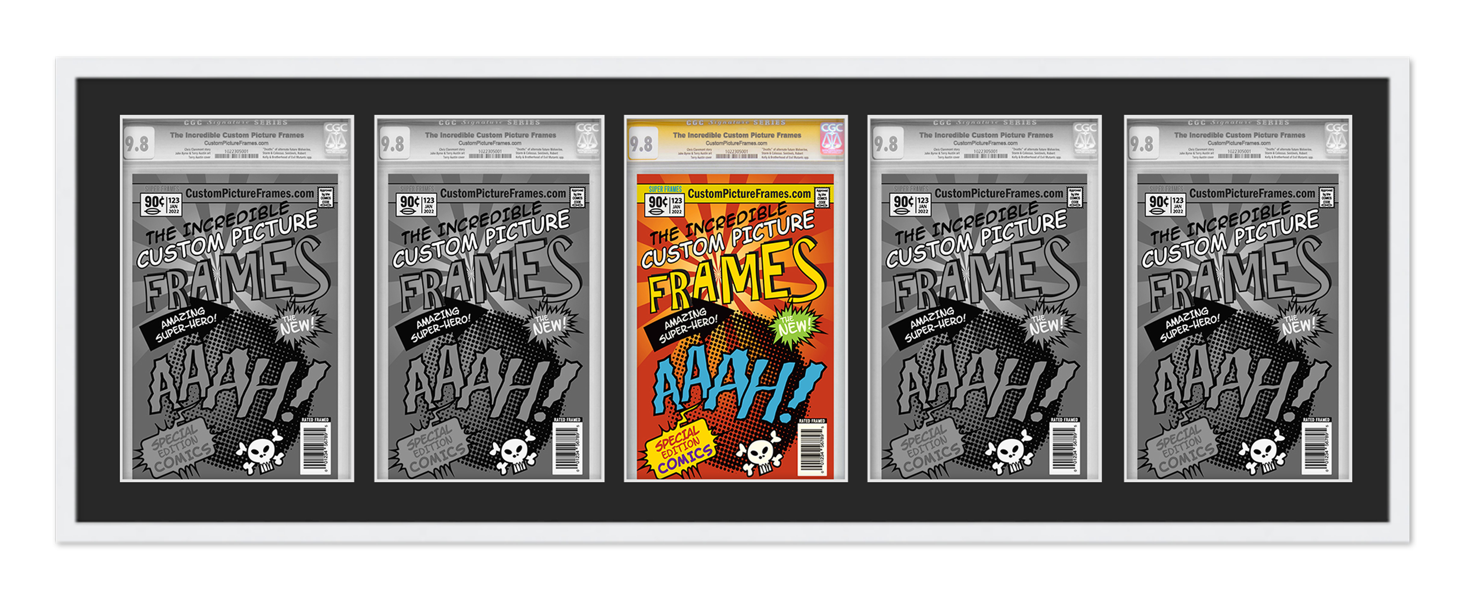 White Graded Comic Book Frame for 5 Comic Books | Frames for CGC, CBCS ...