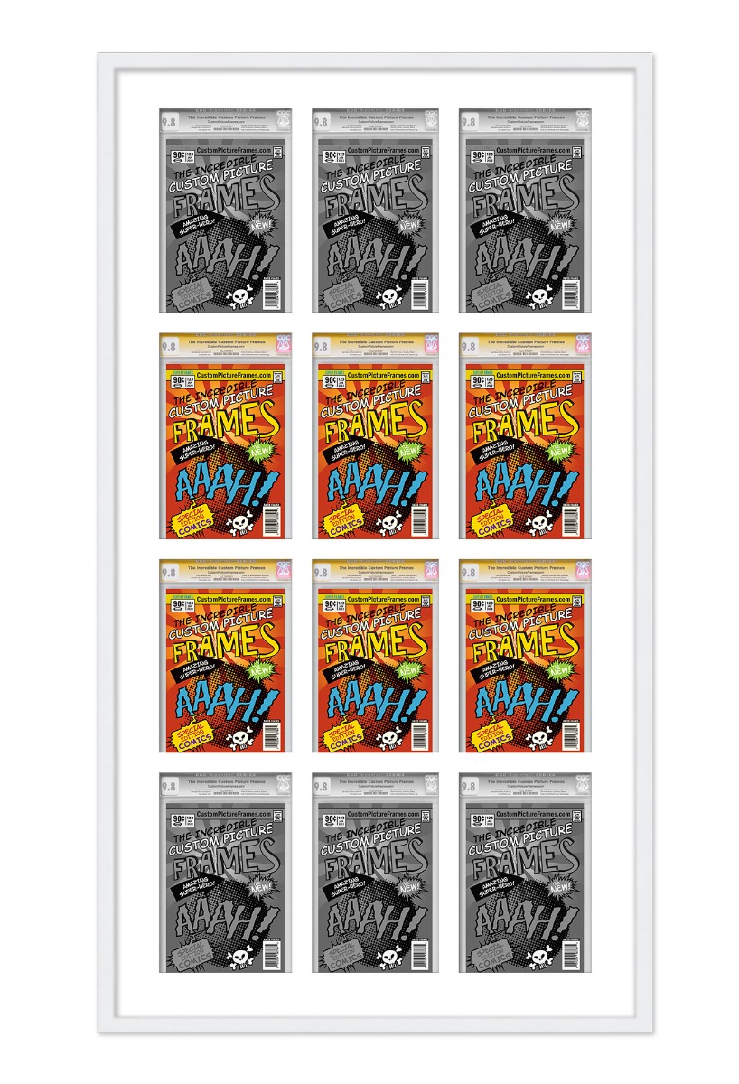 White Graded Comic Book Frame for 12 Comic Books | Frames for CGC, CBCS ...