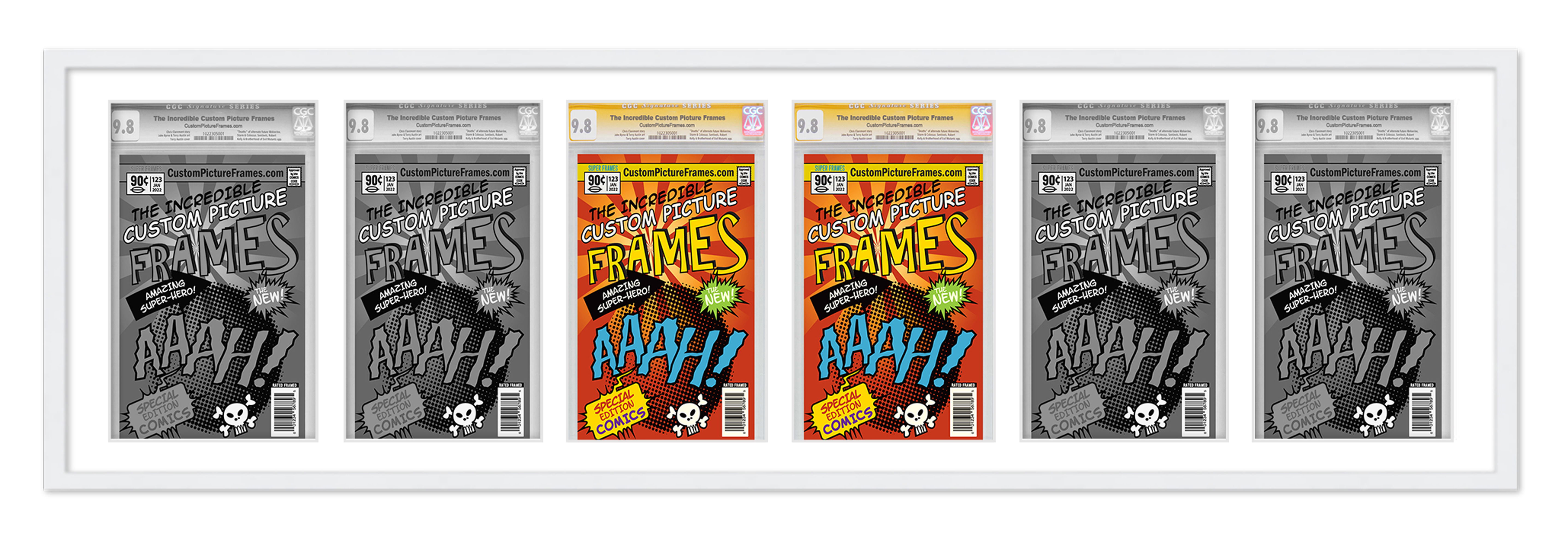 White Graded Comic Book Frame for 6 Comic Books | Frames for CGC, CBCS ...